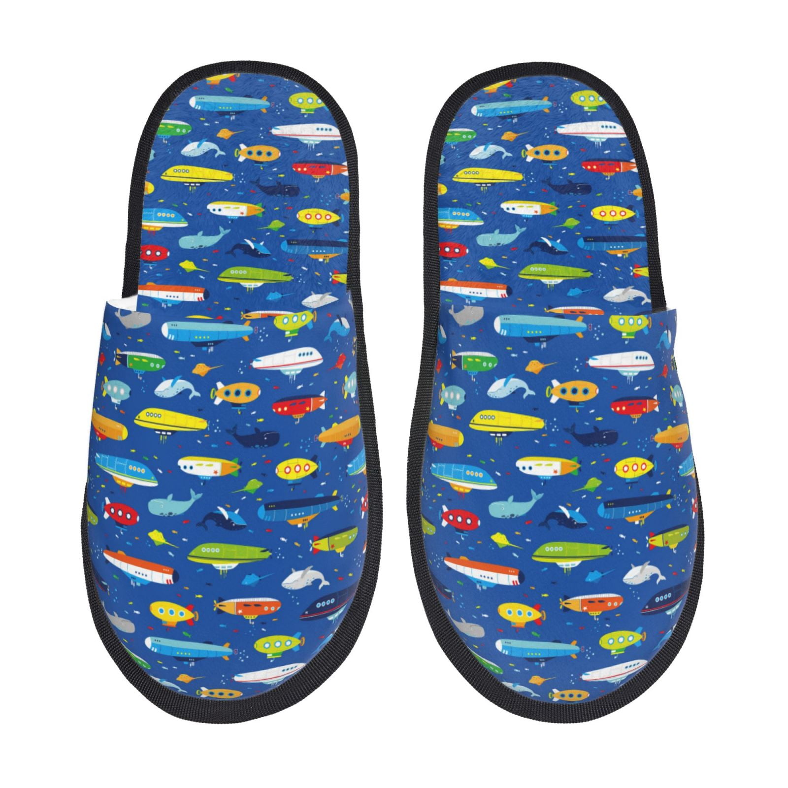 Fotbe Submarines And Whales Pattern Women's Fuzzy Slippers Plush ...