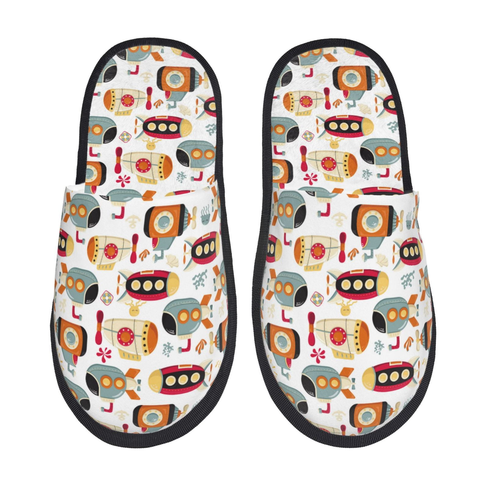 Fotbe Submarines Pattern Women's Fuzzy Slippers Plush Slippers Fluffy ...