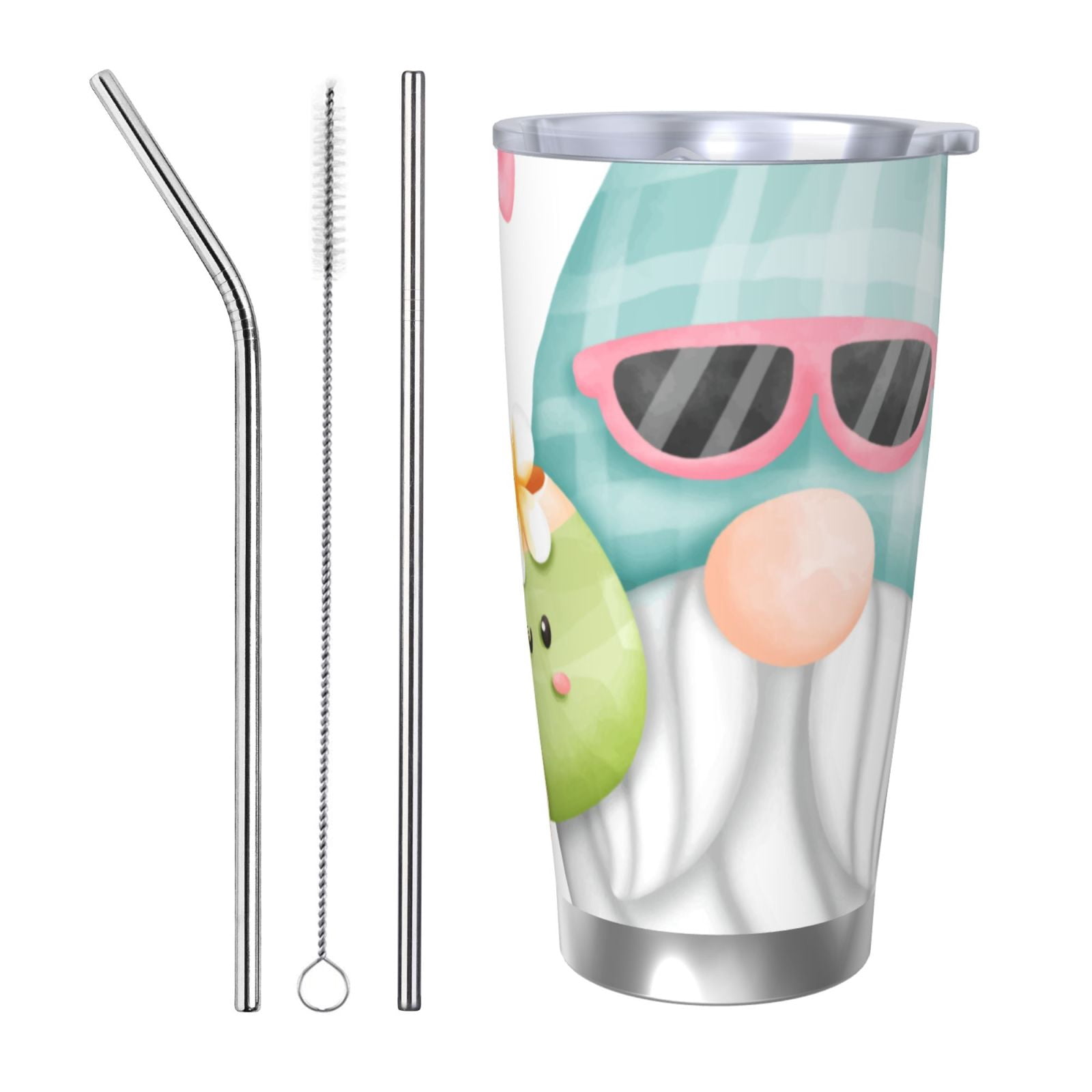 Fotbe Summer Gnome,Cute Gnome Pattern 20 oz Tumbler Stainless Steel ...