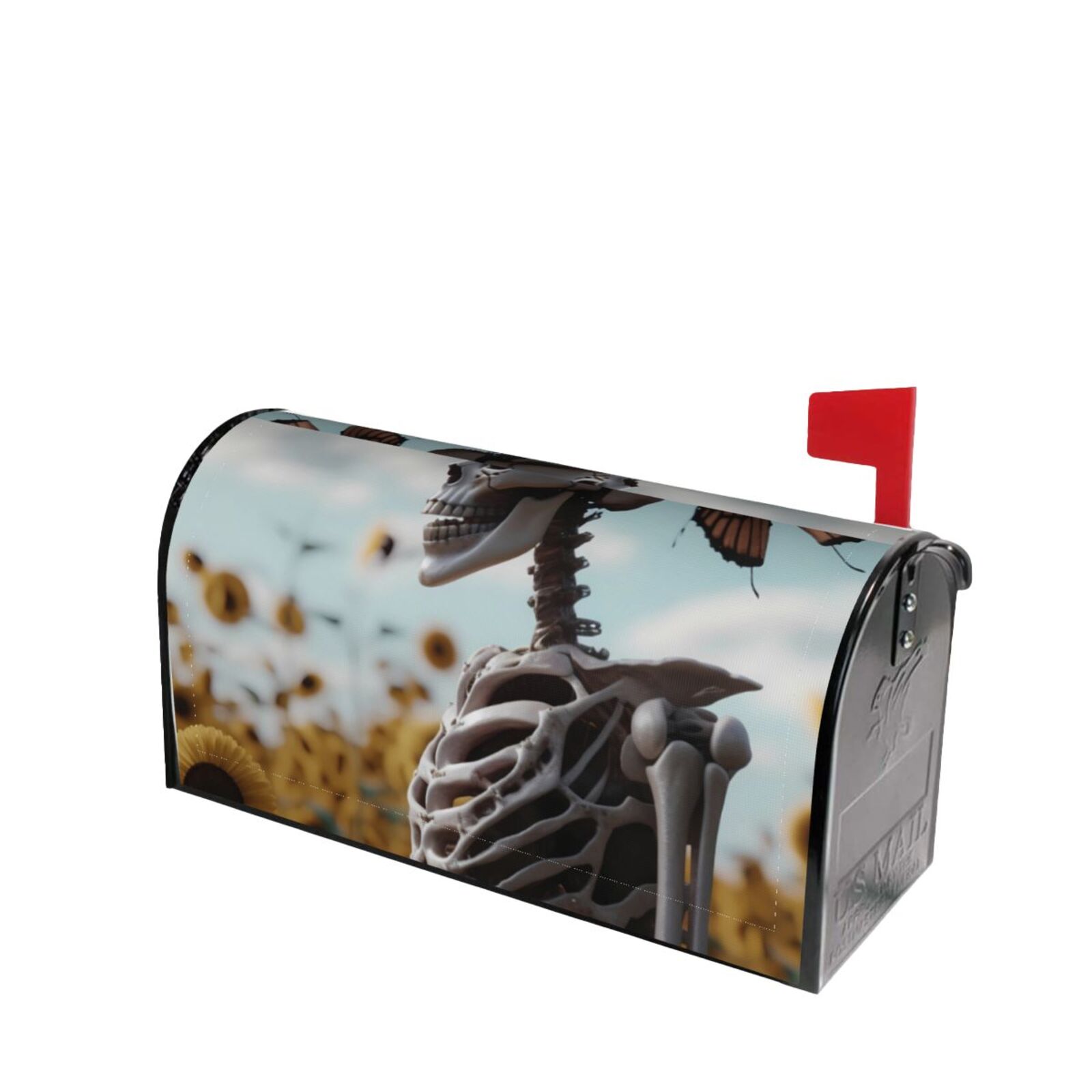 Fotbe Sunflower Butterfly Skull Mailbox Covers Post Letter Box Cover ...