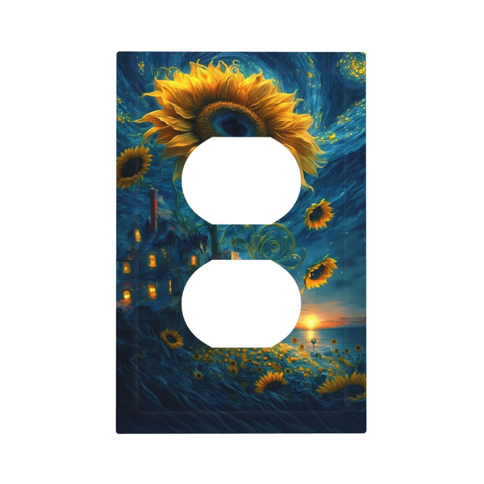 Fotbe Sunflower Castle Starry Sky Print Duplex Receptacle Wall Plate, 1 ...