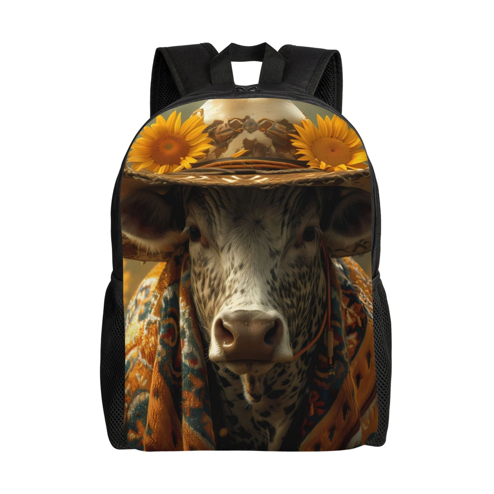 Fotbe Sunflower Cowboy Hat Cow Travel Laptop Backpack, Business Slim ...