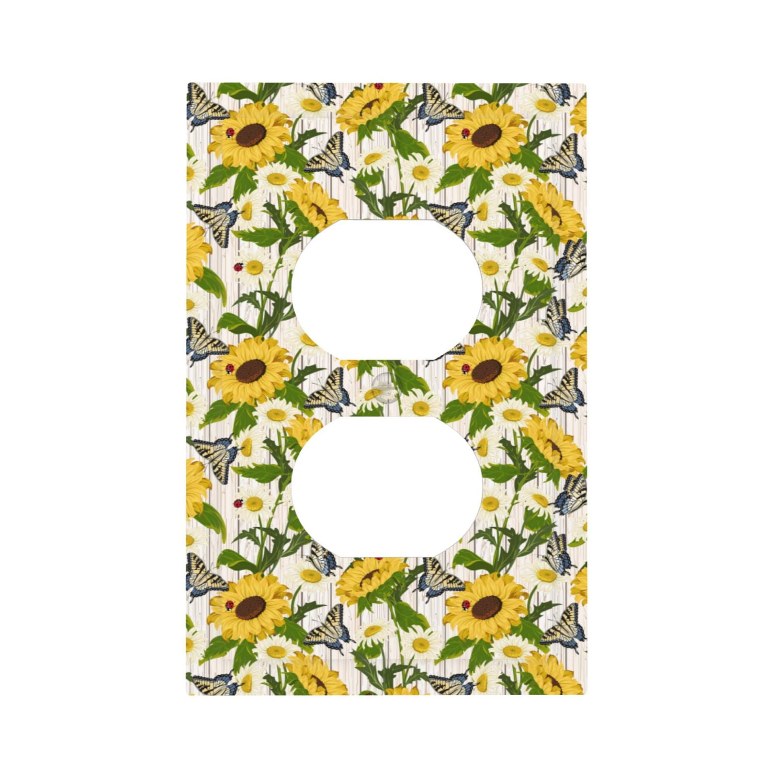 Fotbe Sunflowers And Butterflies Print Duplex Receptacle Wall Plate, 1 ...