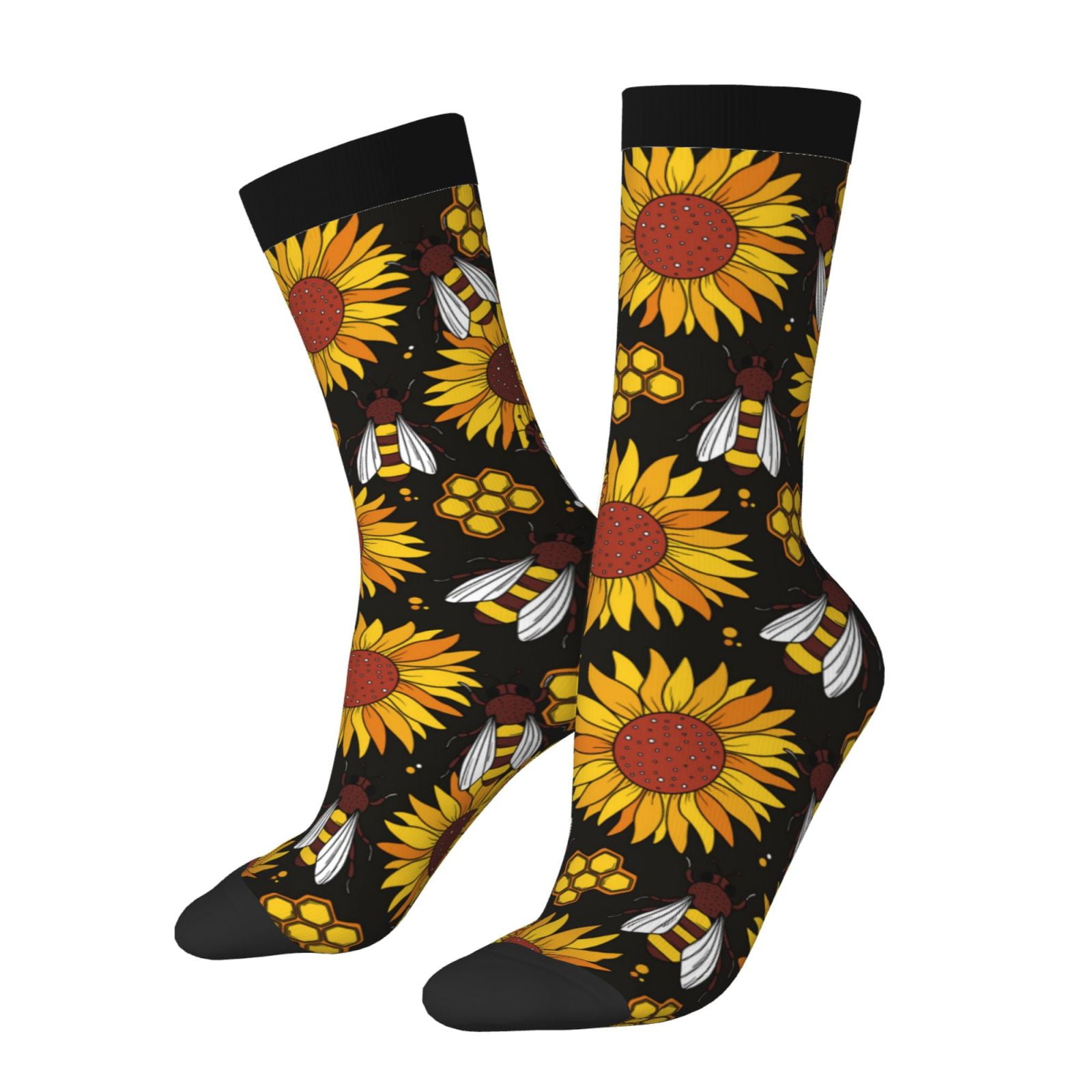 Fotbe Sunflowers And Bww Pattern Long Socks for Men & Women ...