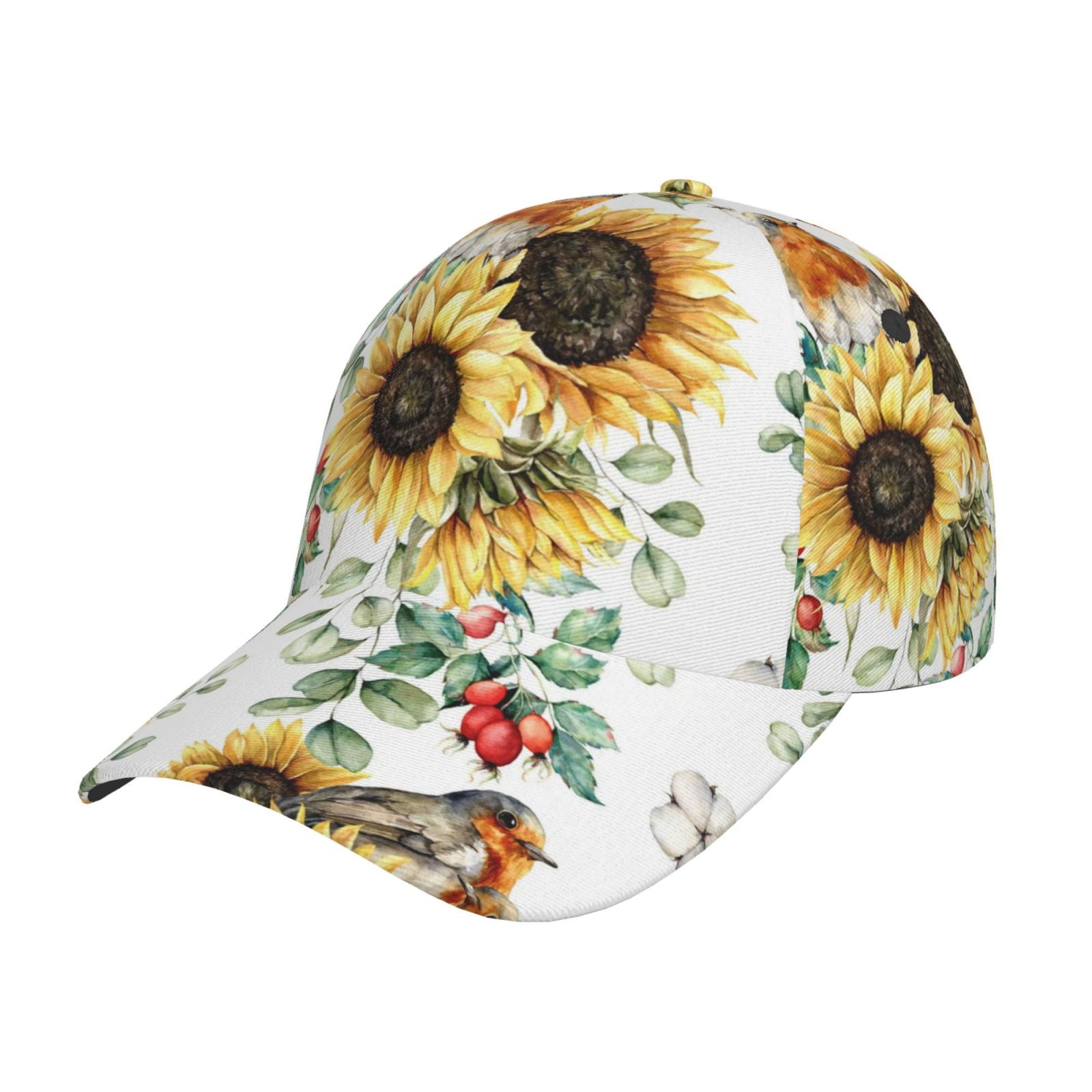 Fotbe Sunflowers Leaves And Birds Baseball Cap, Sunflowers Leaves And ...