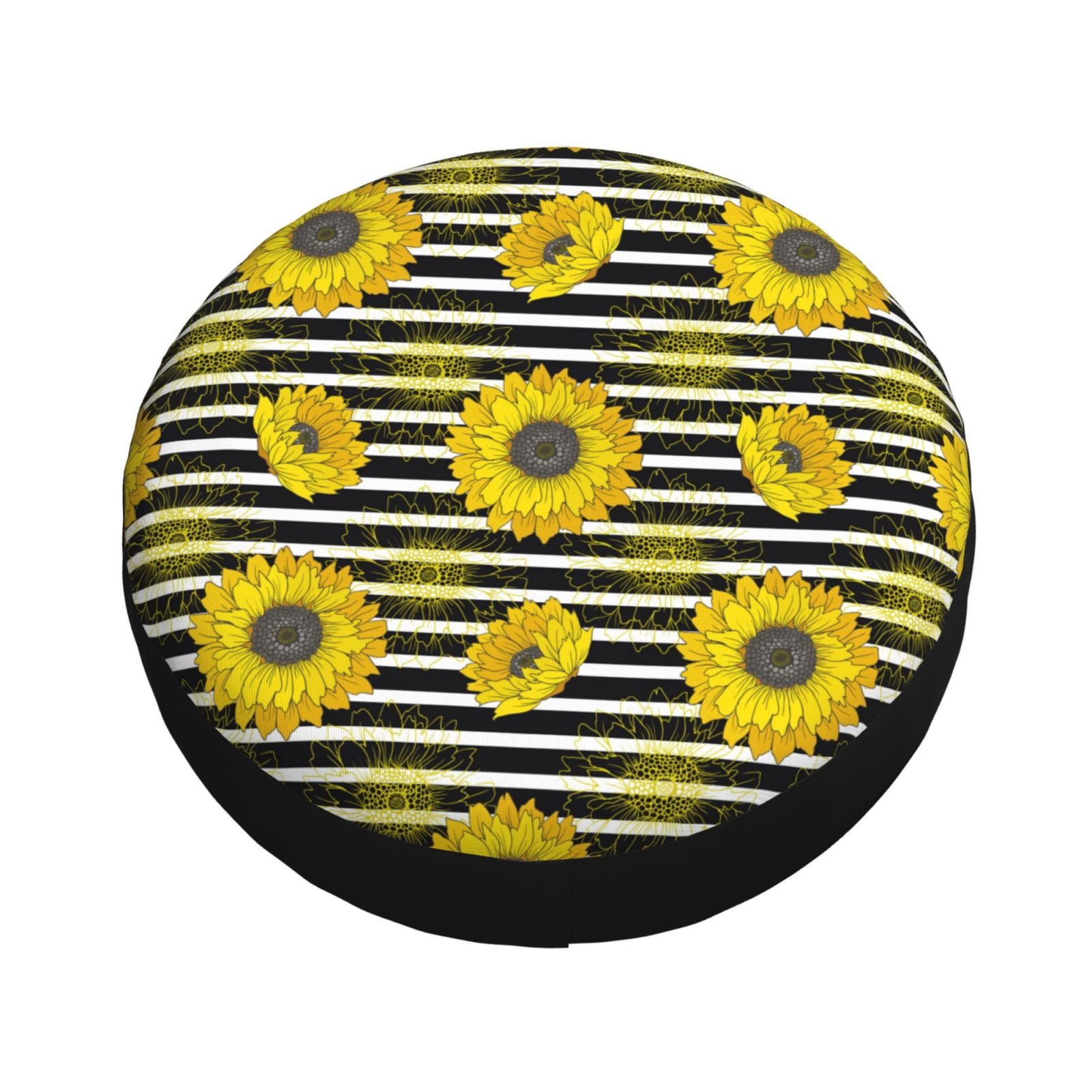 Fotbe Sunflowers On Black And White Stripes Spare Tire Cover Thickening ...