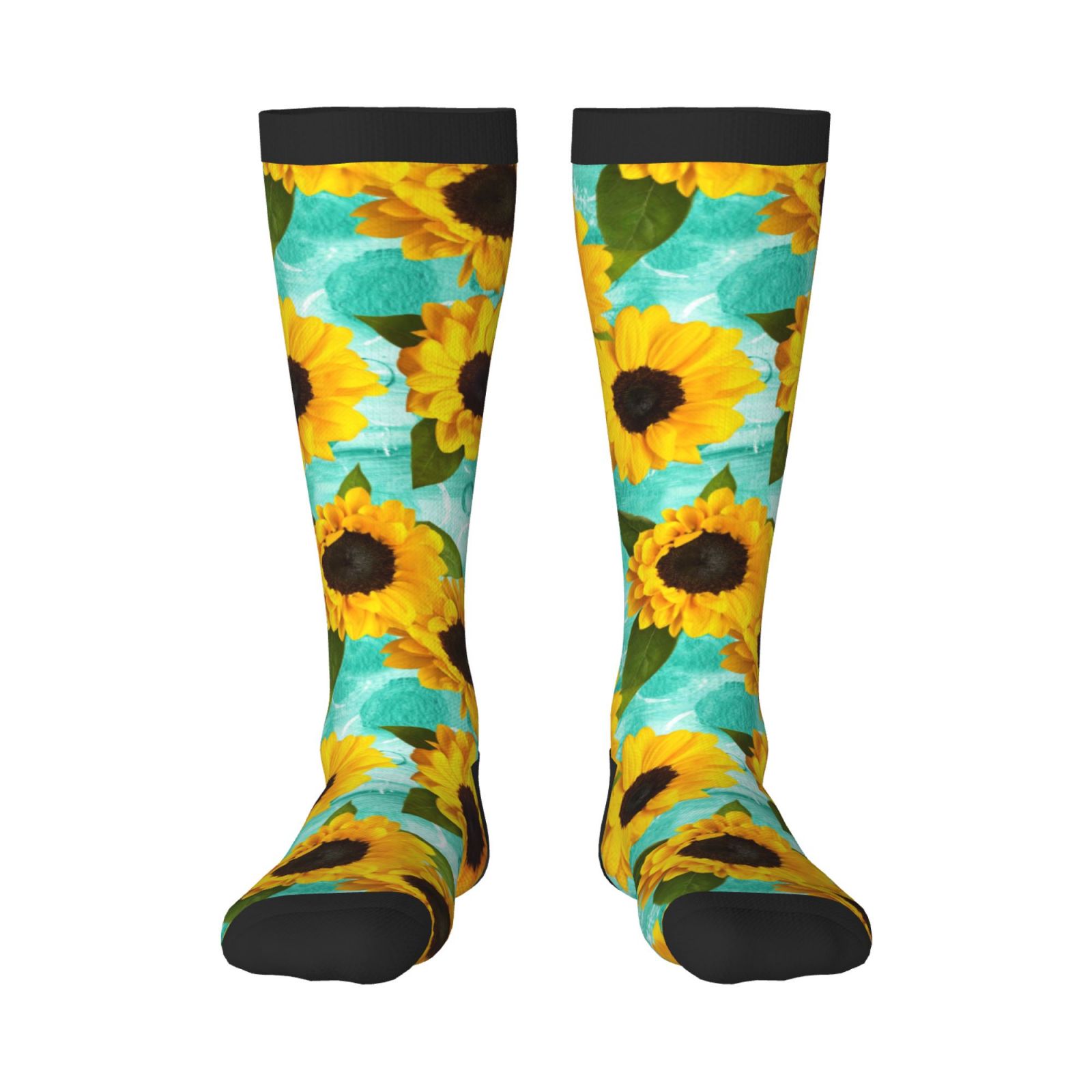 Fotbe Sunflowers With Green Leaves print Women's Men's Novelty Crew ...