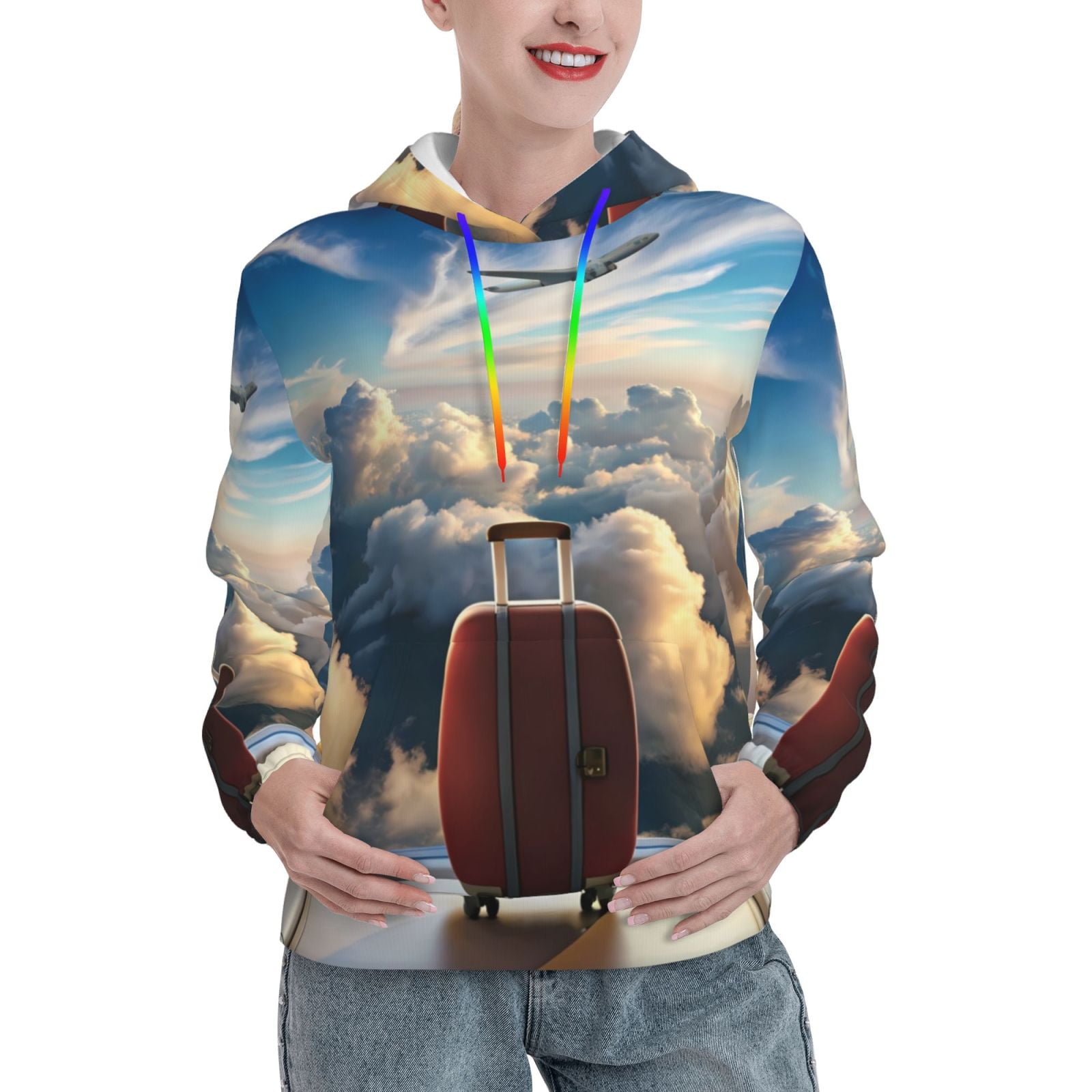 Fotbe Sunset Airplane Travel View Pattern Womens Long Sleeve Hoodie ...