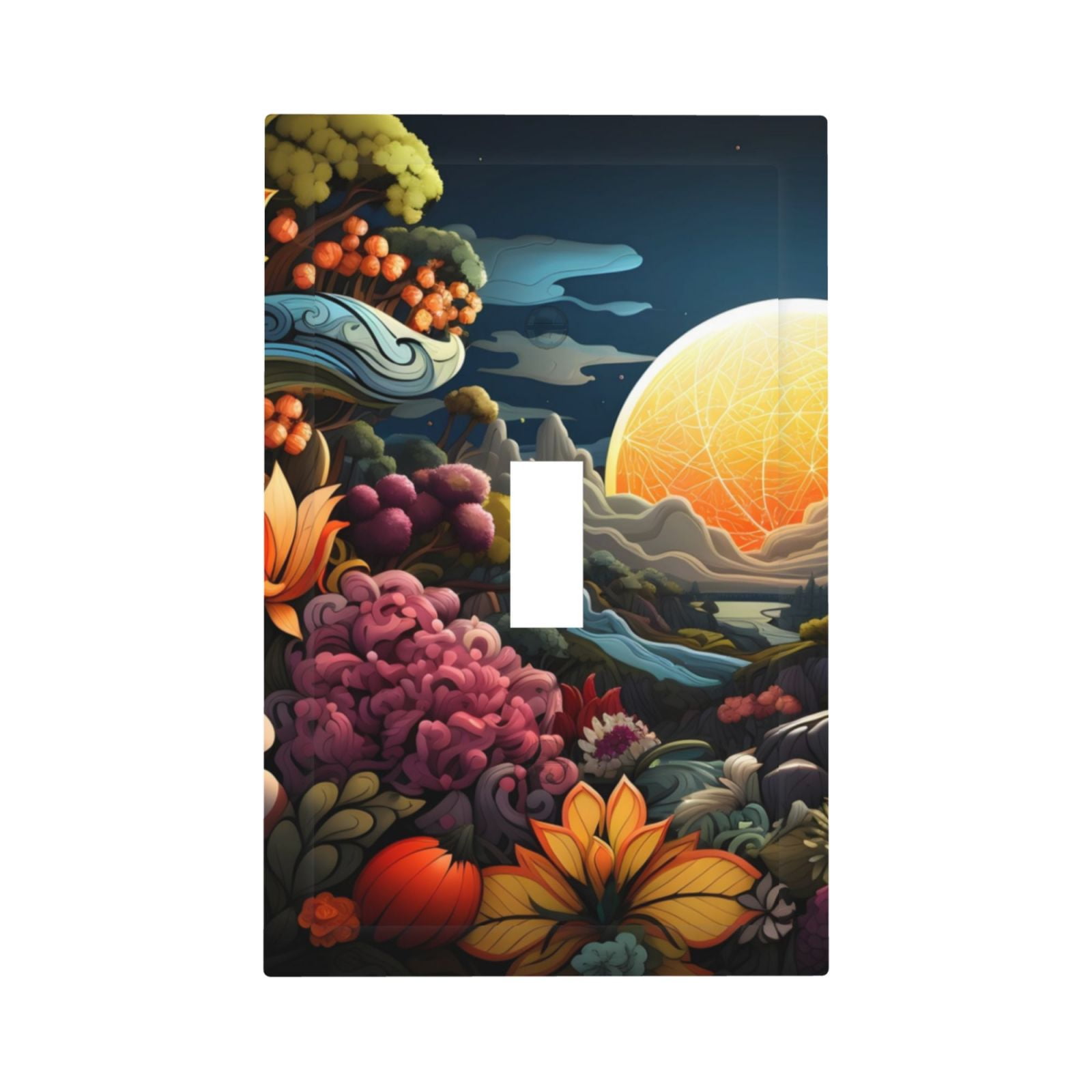 Fotbe Sunset Floral Fantasy Landscape Print Duplex Receptacle Wall ...