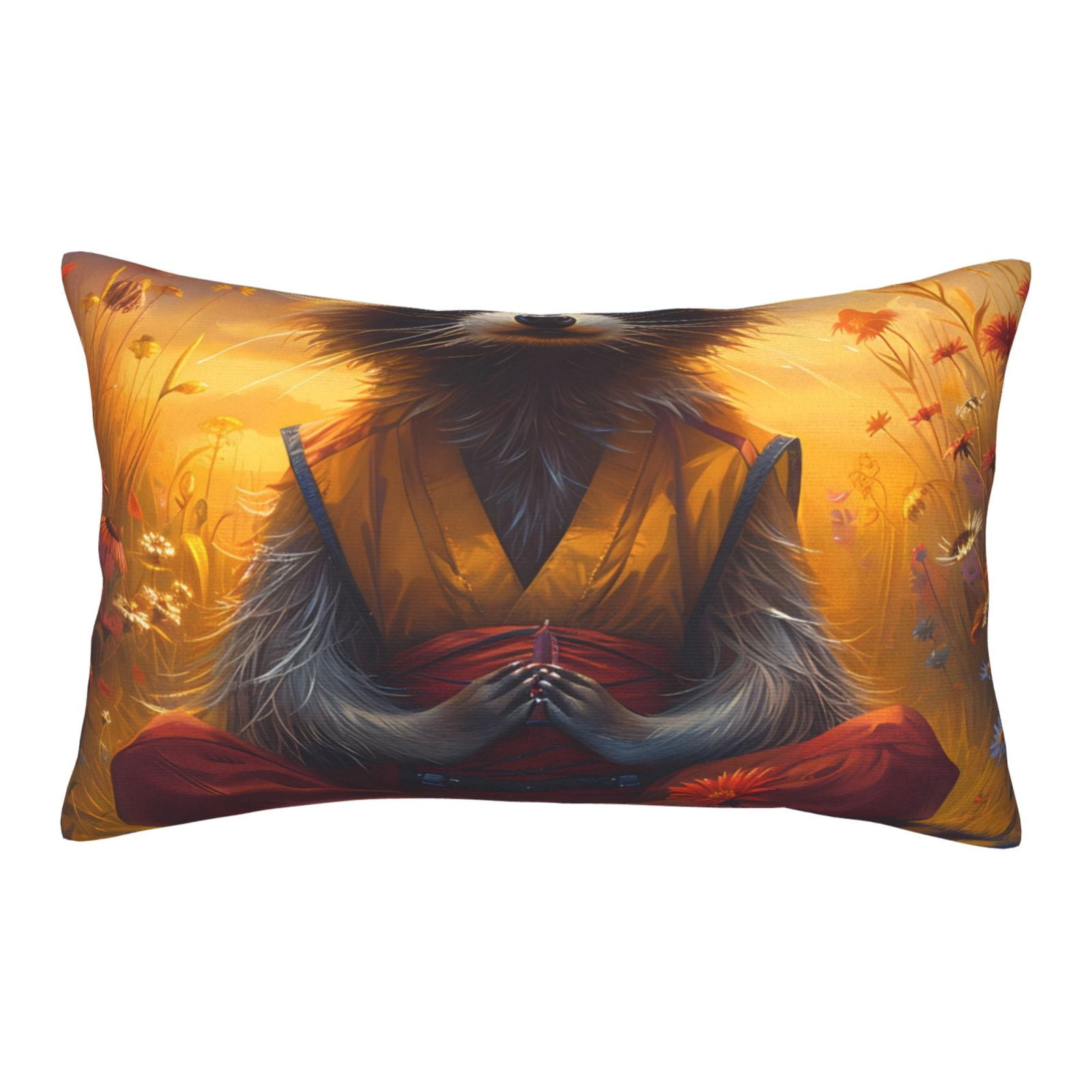 Fotbe Sunset Flower Meditating Raccoon Pillow Cases - Envelope Closure - Luxury, Extra Soft ...
