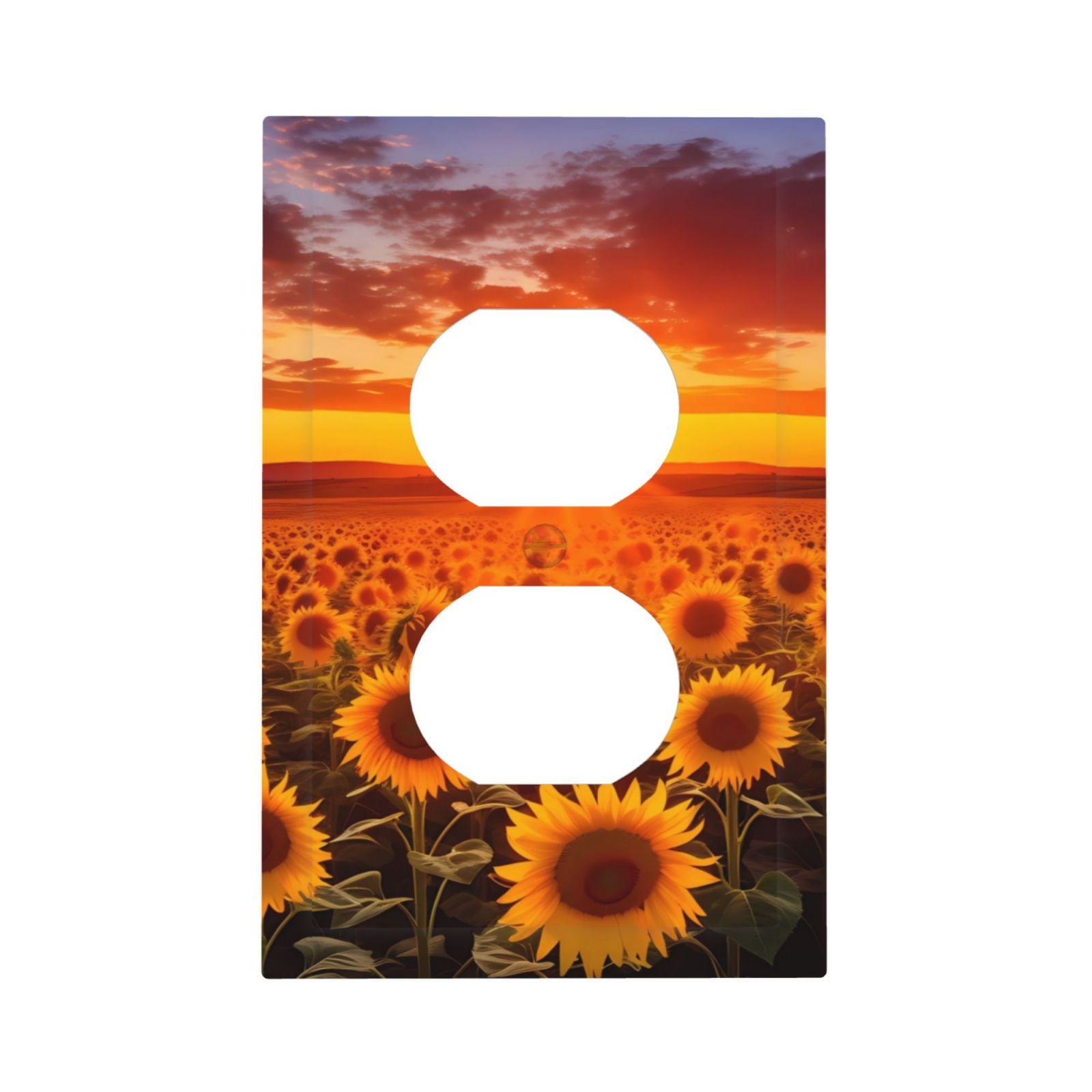 Fotbe Sunset Golden Sunflower Field Print Duplex Receptacle Wall Plate ...