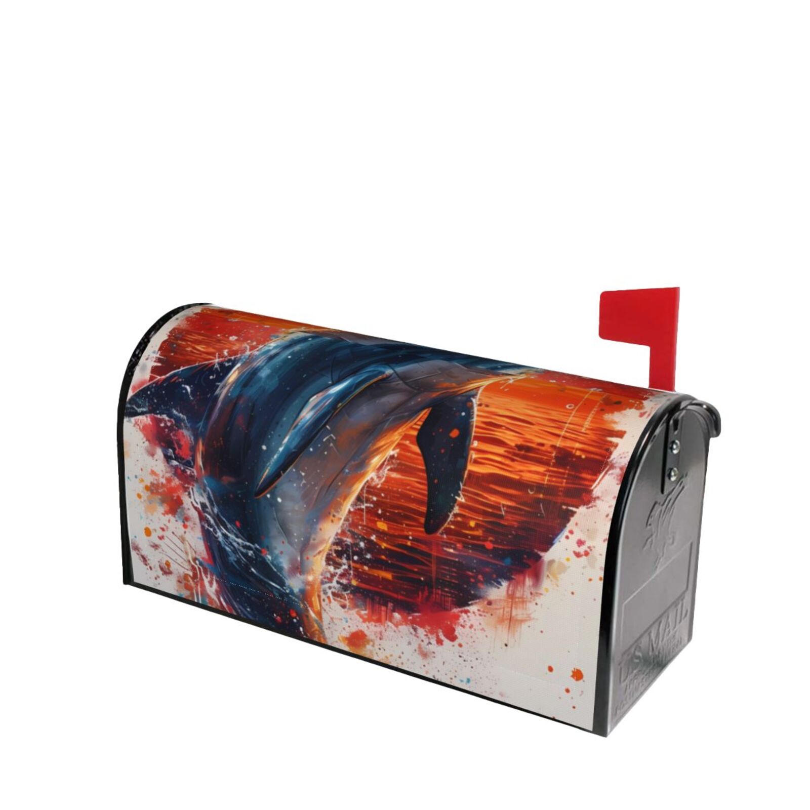 Fotbe Sunset Ocean Watercolor Dolphin Mailbox Covers Post Letter Box ...