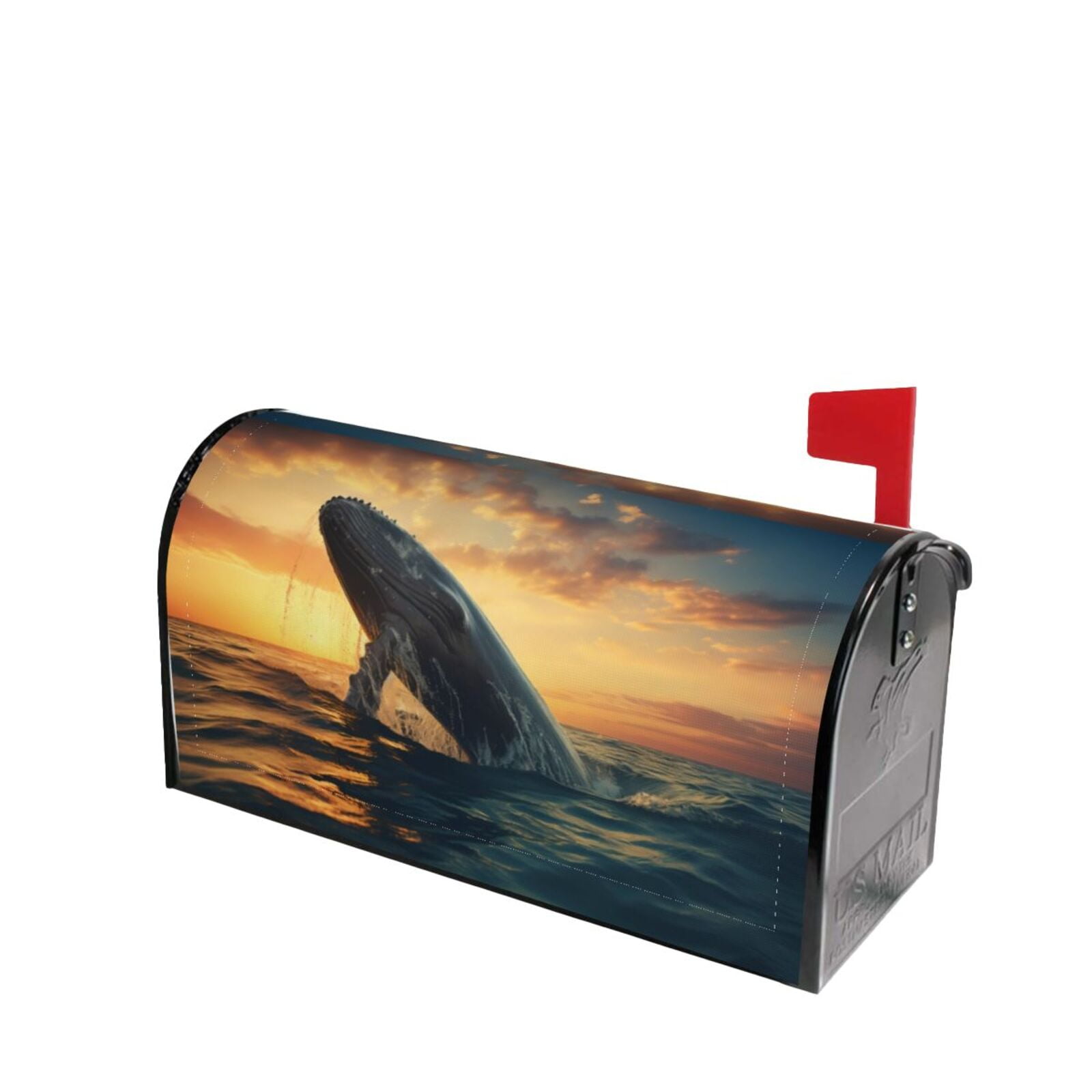 Fotbe Sunset Ocean Whale Mailbox Covers Post Letter Box Cover Garden ...