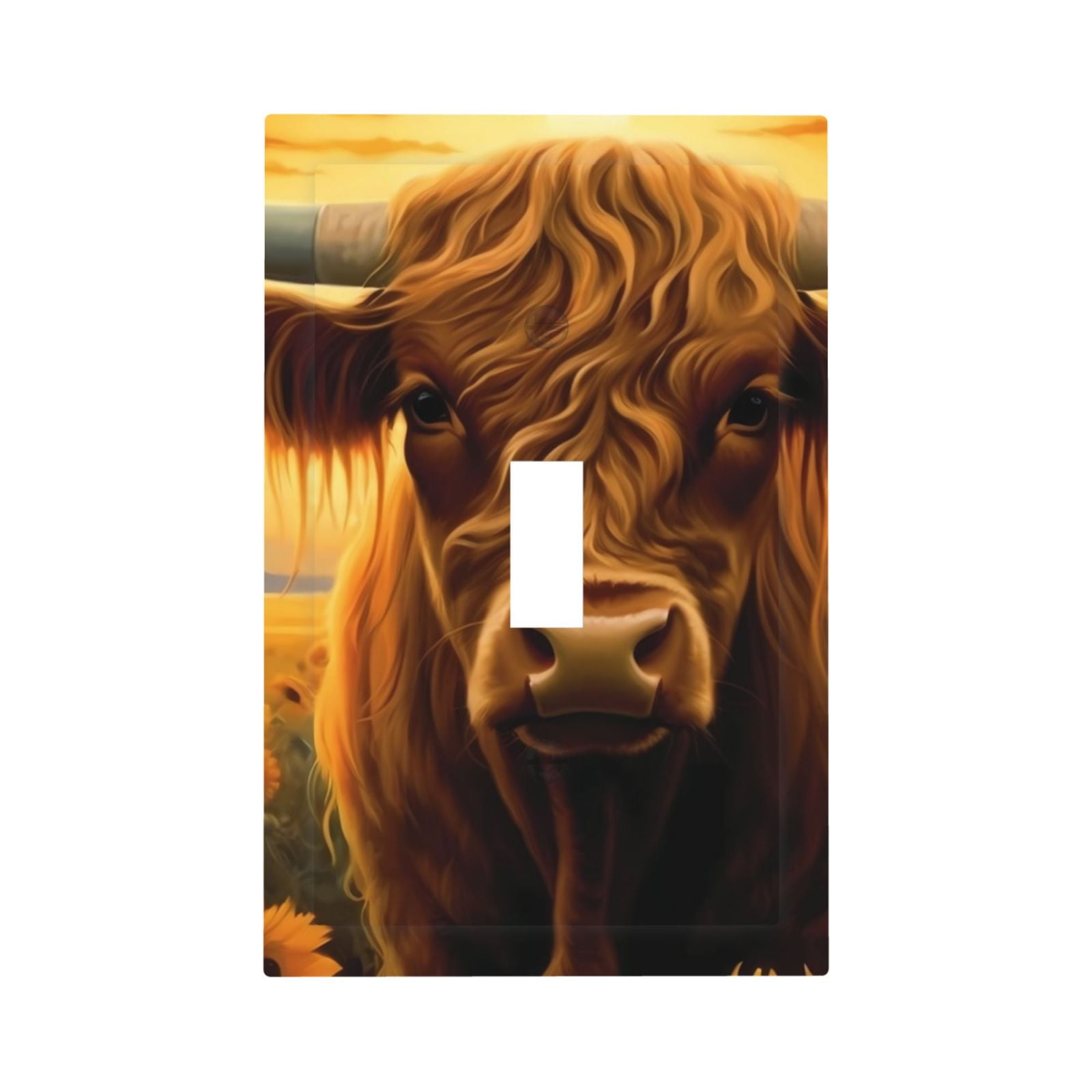Fotbe Sunset Sunflower Cow A Print Duplex Receptacle Wall Plate, 1-Gang ...