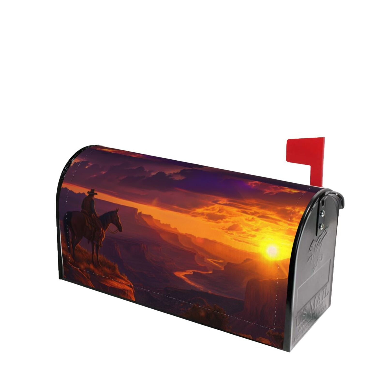 Fotbe Sunset Valley Western Cowboy Mailbox Covers Post Letter Box Cover ...