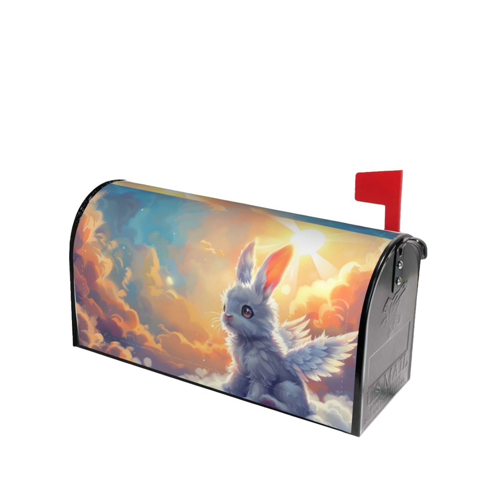 Fotbe Sunshine Colorful Cloud Rabbit Mailbox Covers Post Letter Box ...