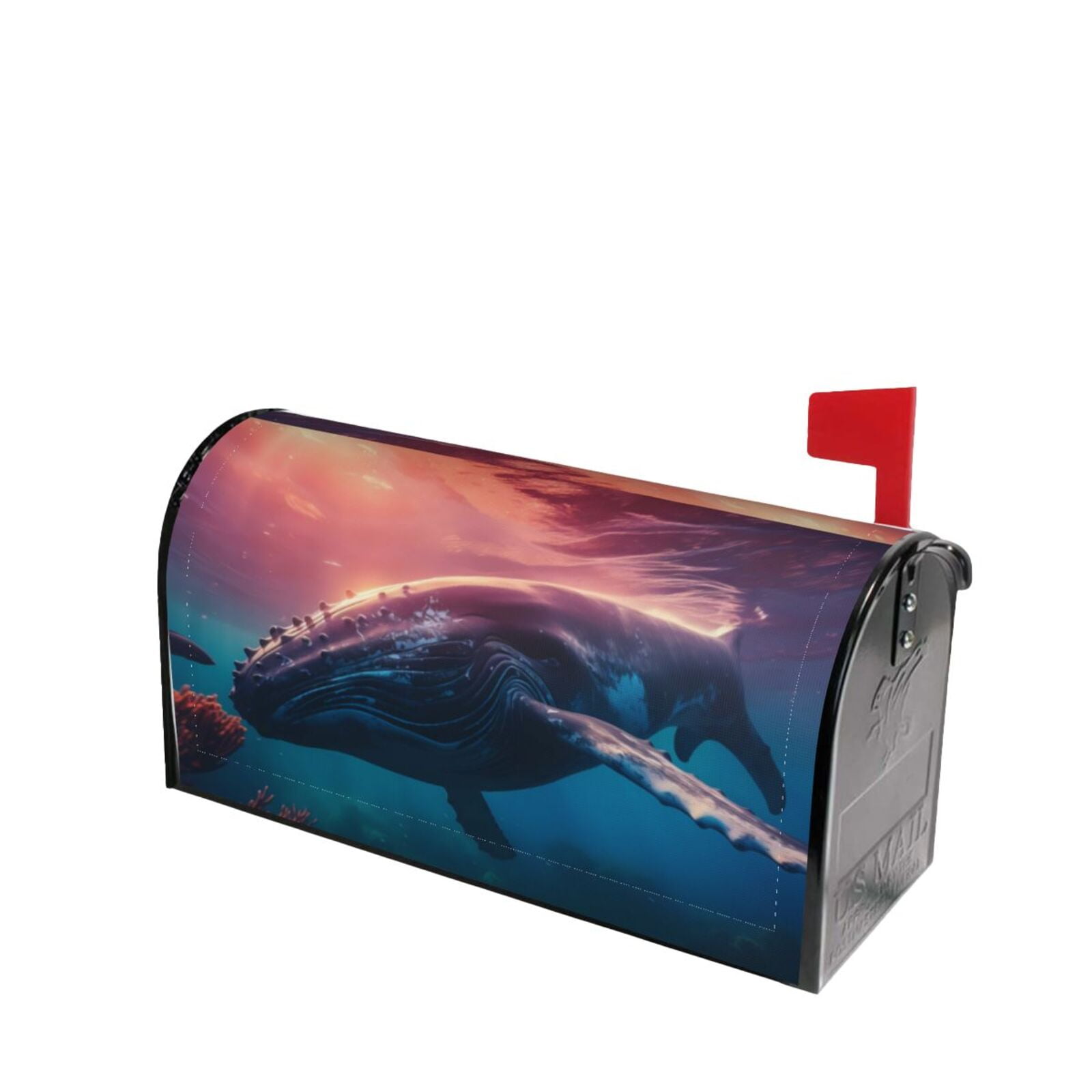 Fotbe Sunshine Ocean Whale Mailbox Covers Post Letter Box Cover Garden ...