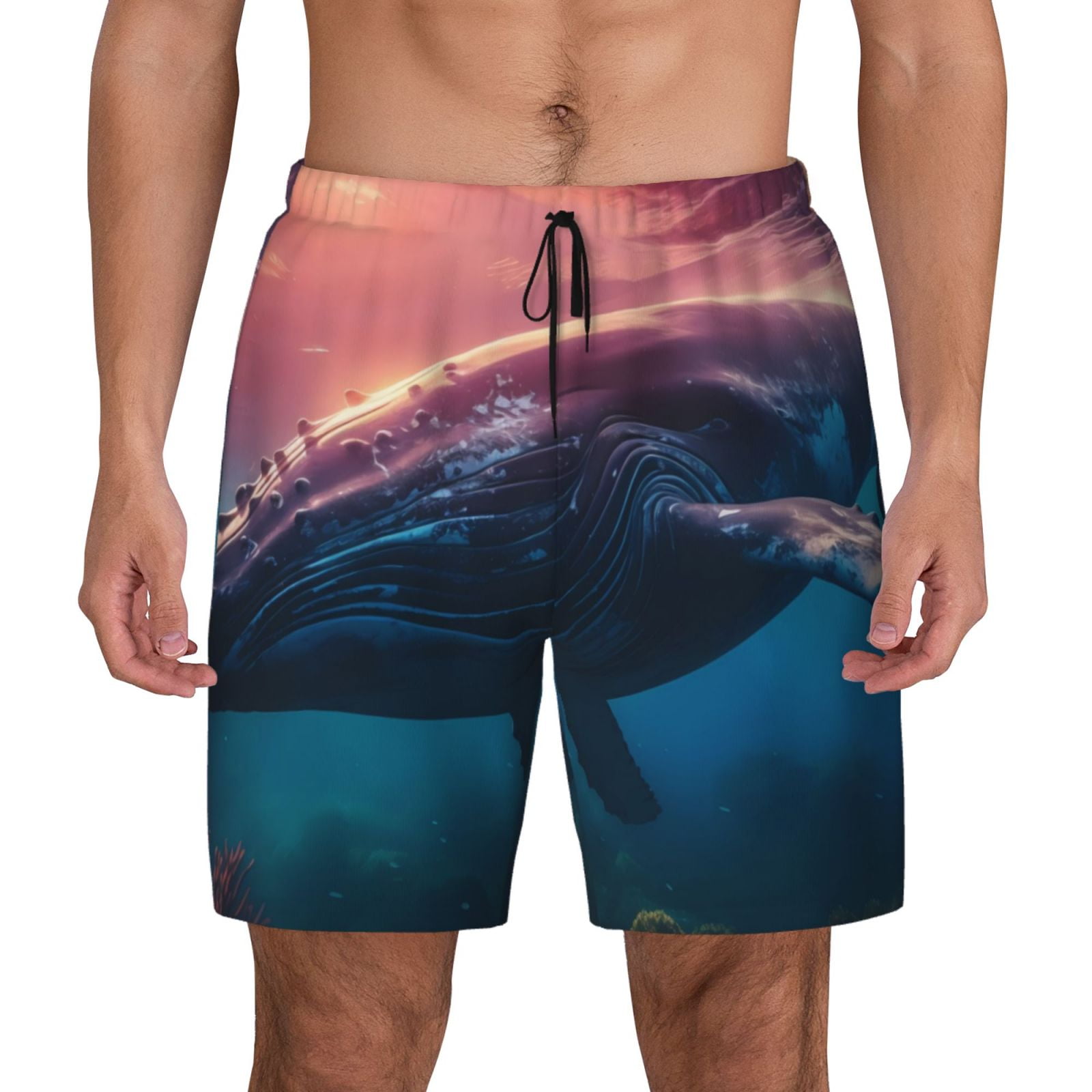 Fotbe Sunshine Ocean Whale Men’s Swim Trunks Quick Dry Swim Shorts ...