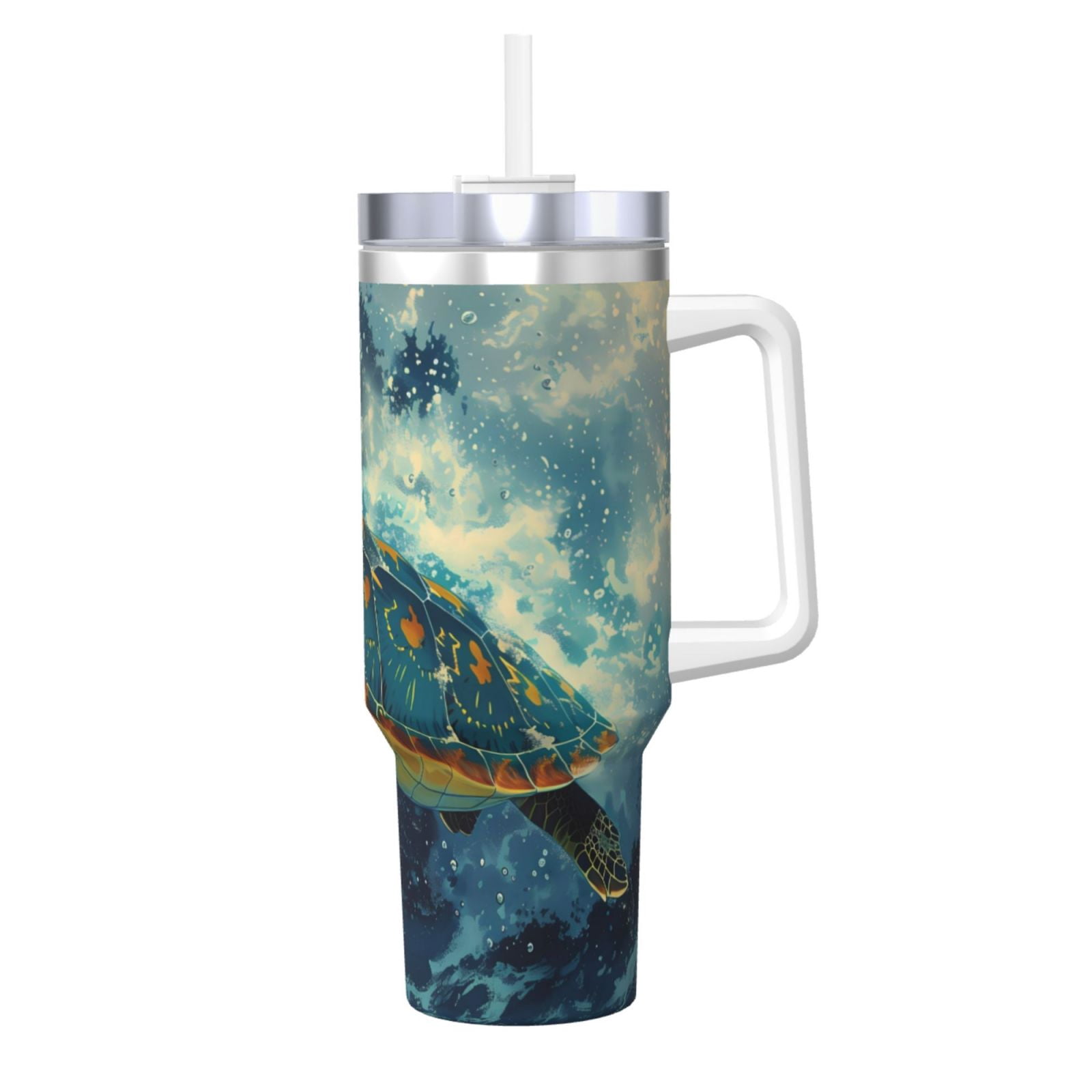 Fotbe Surfing Turtle Pattern 40oz Ice Bully With Handle And Straw ...