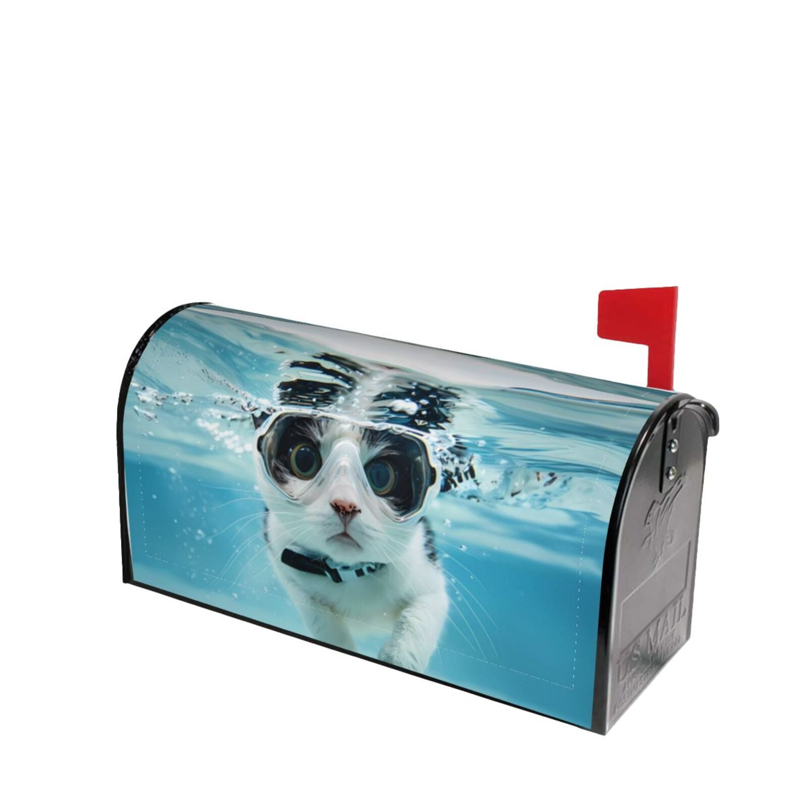 Fotbe Swimming Cat Goggles Mailbox Covers Post Letter Box Cover Garden ...