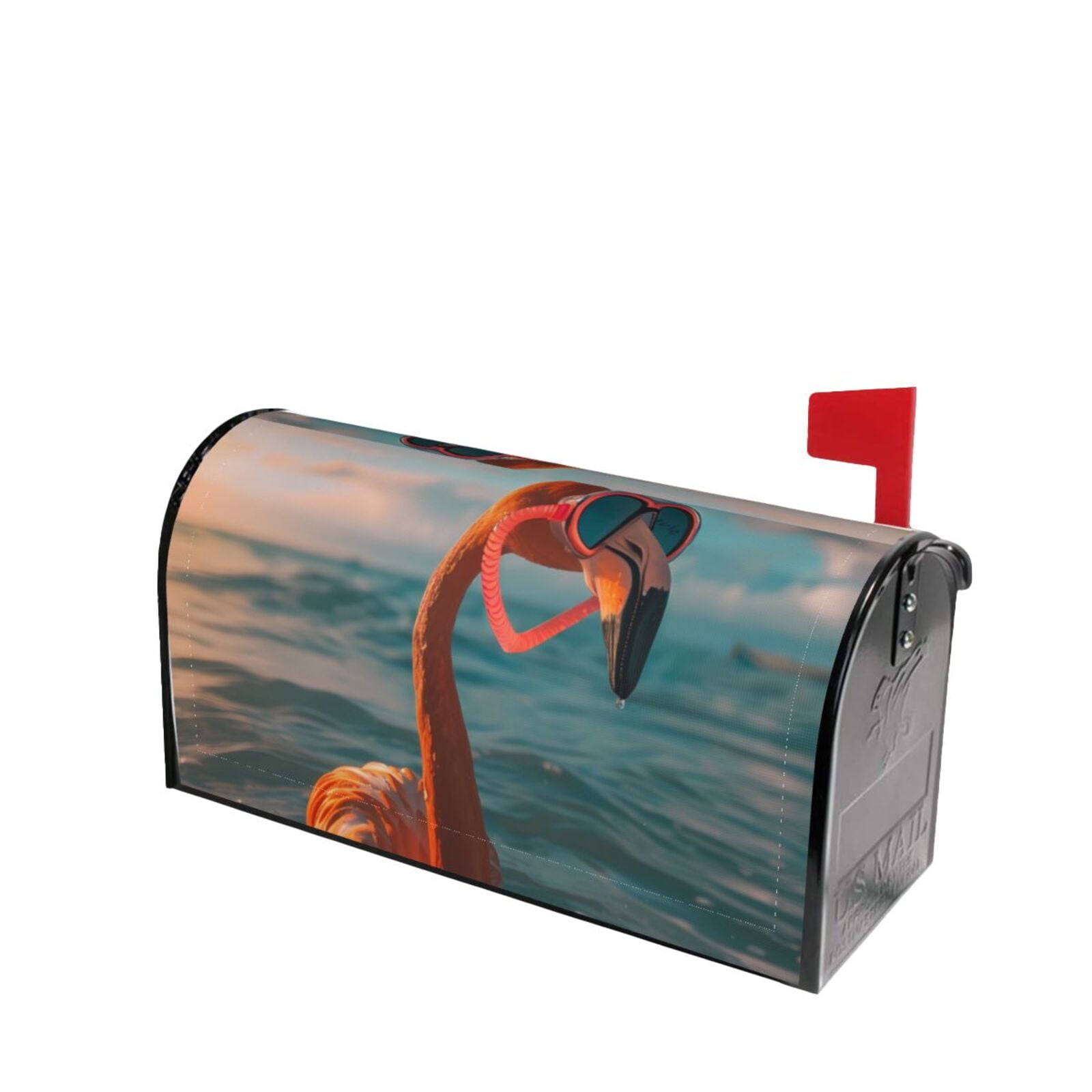 Fotbe Swimming Goggled Flamingo Mailbox Covers Post Letter Box Cover ...