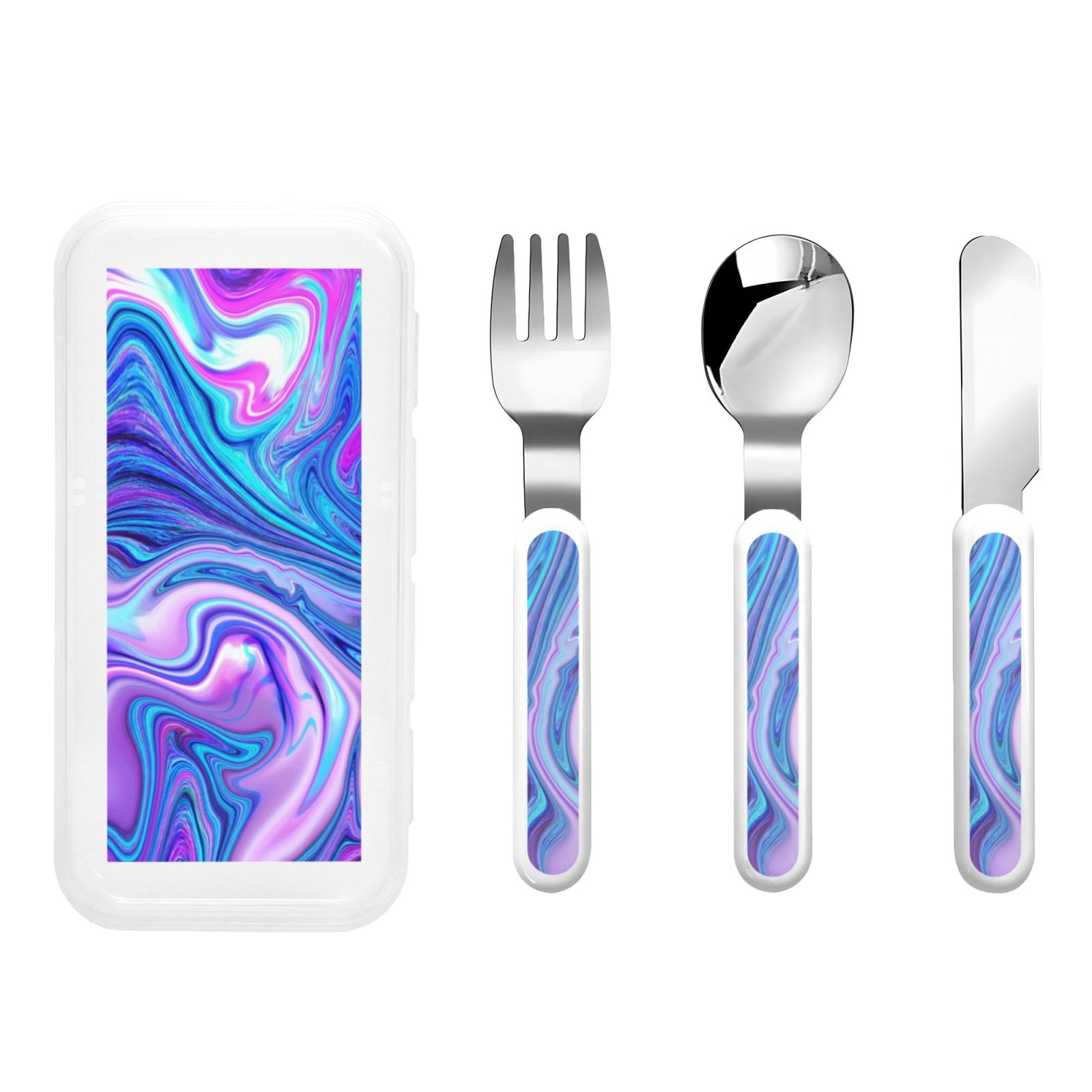 Fotbe Swirl Blue And Purple for Stainless Steel Kids Silverware Set ...