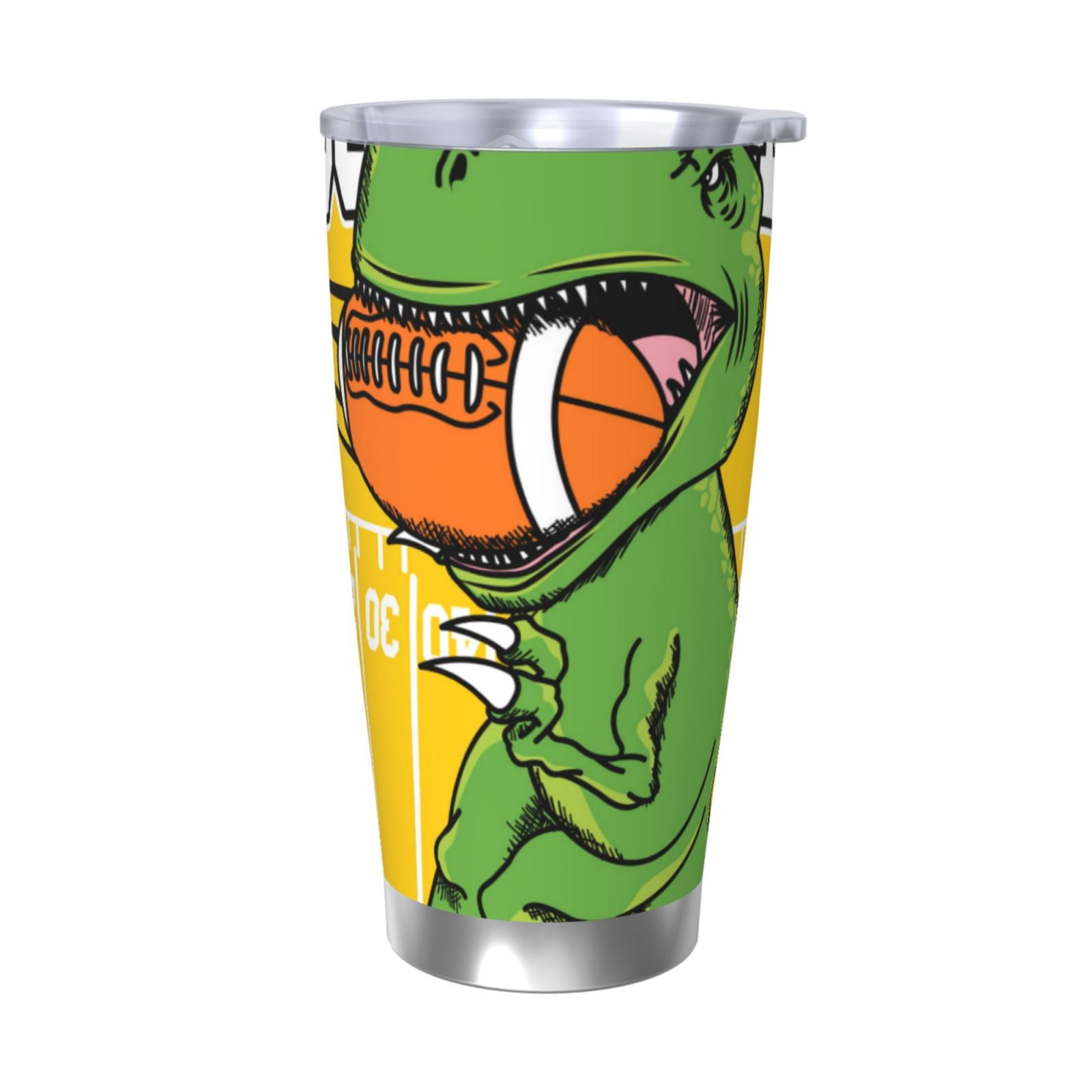 Fotbe T-Rex Playing Football Pattern 20 oz Tumbler Stainless Steel ...