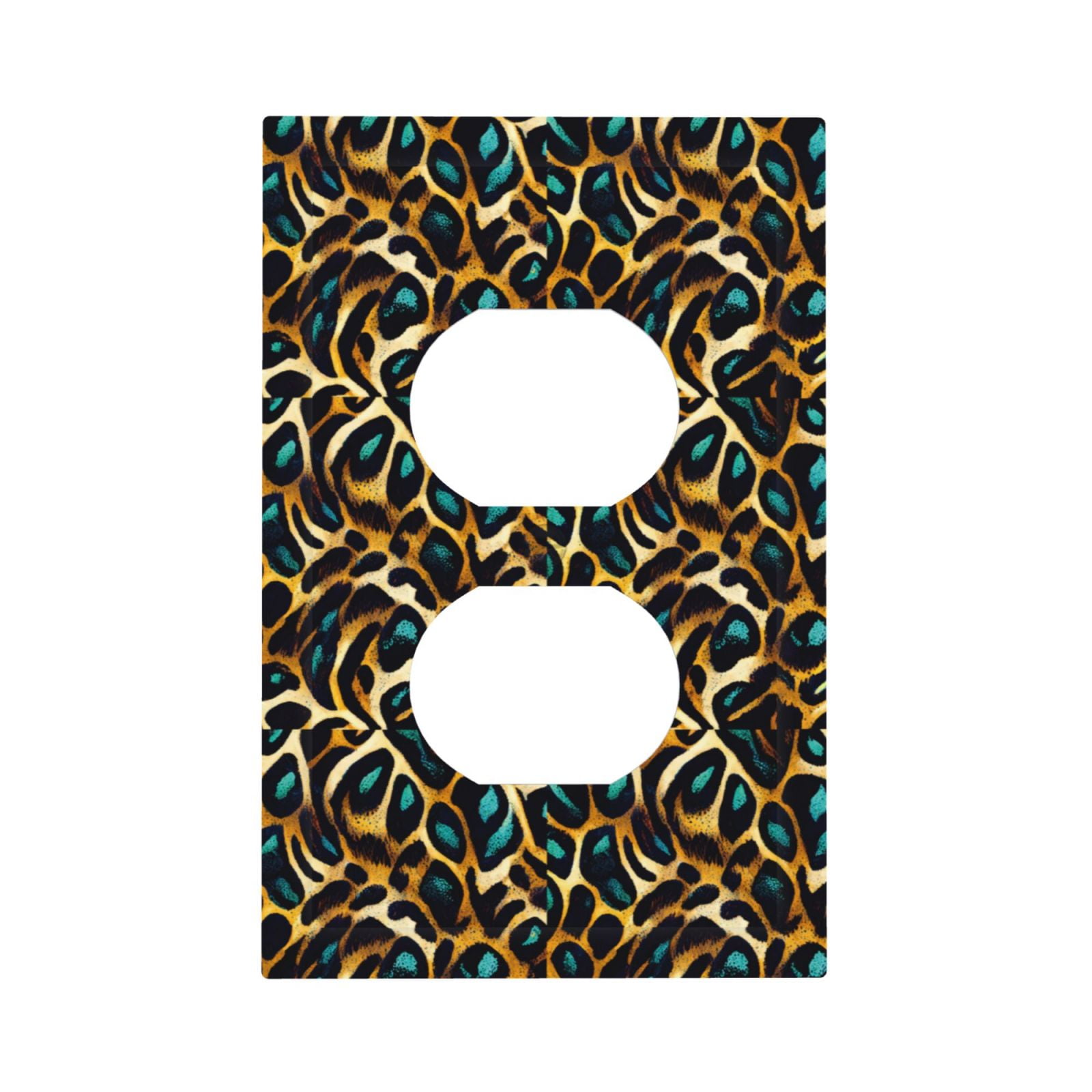 Fotbe Teal Leopard Print Duplex Receptacle Wall Plate, 1-Gang 5.0" x3.0 ...