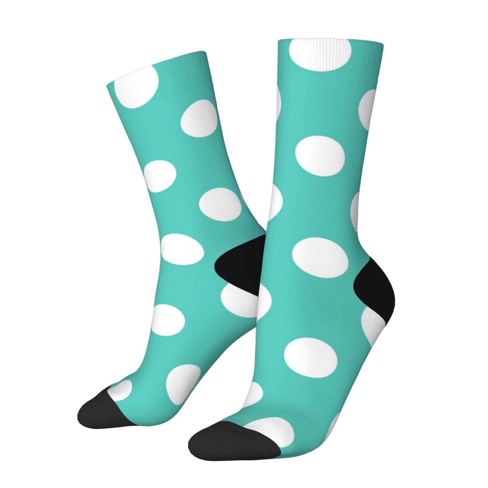 Fotbe Teal Turquoise And White Polka Dot Pattern Long Socks for Men ...