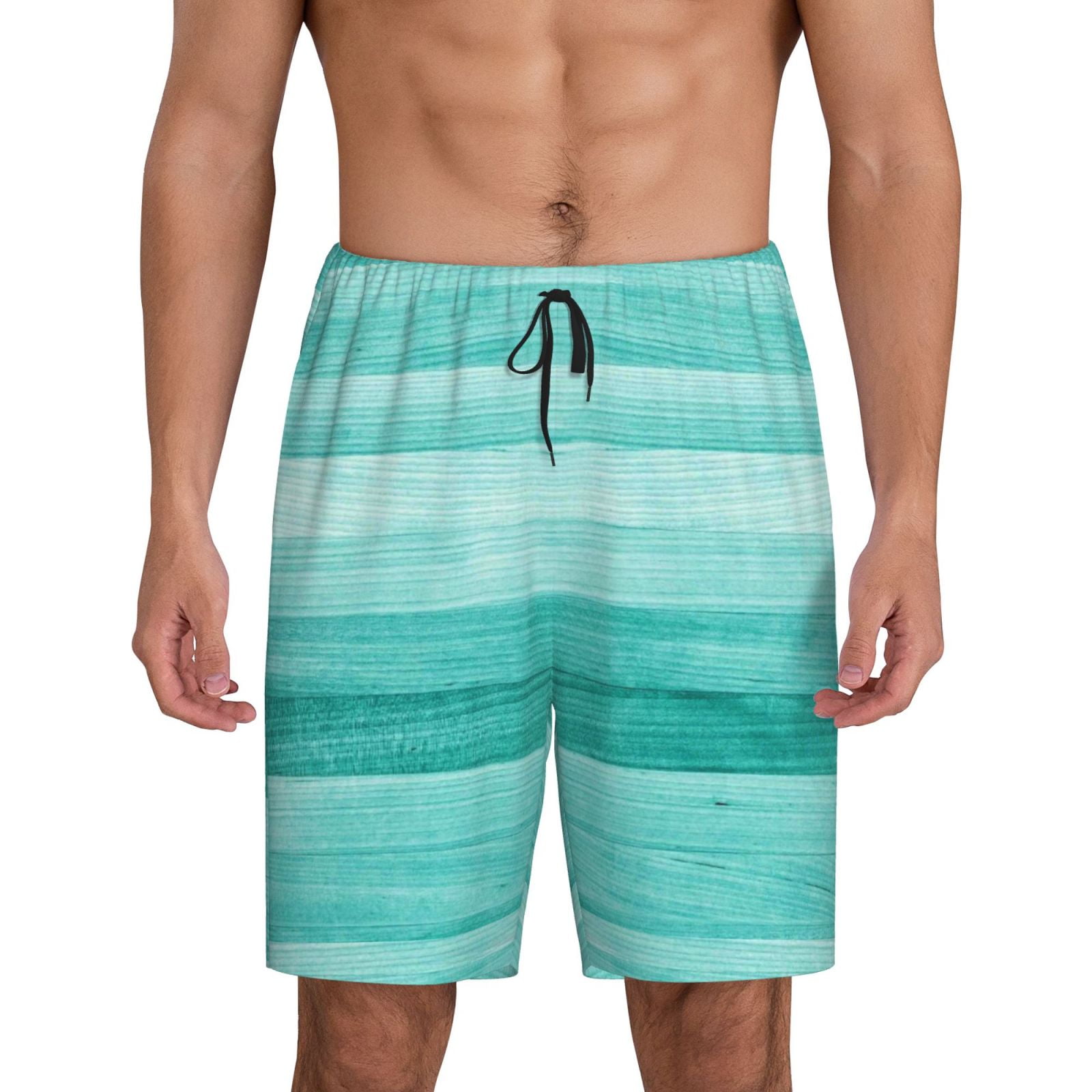Fotbe Teal Turquoise Pajama Shorts for Men, Men's Pajama Bottoms ...