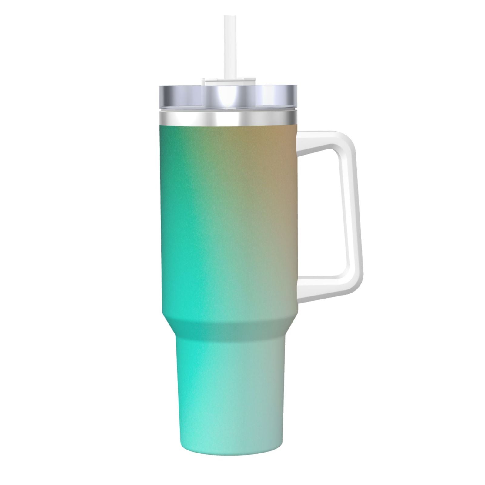 Fotbe Teal and Peach Pattern 40oz Ice Bully With Handle And Straw ...