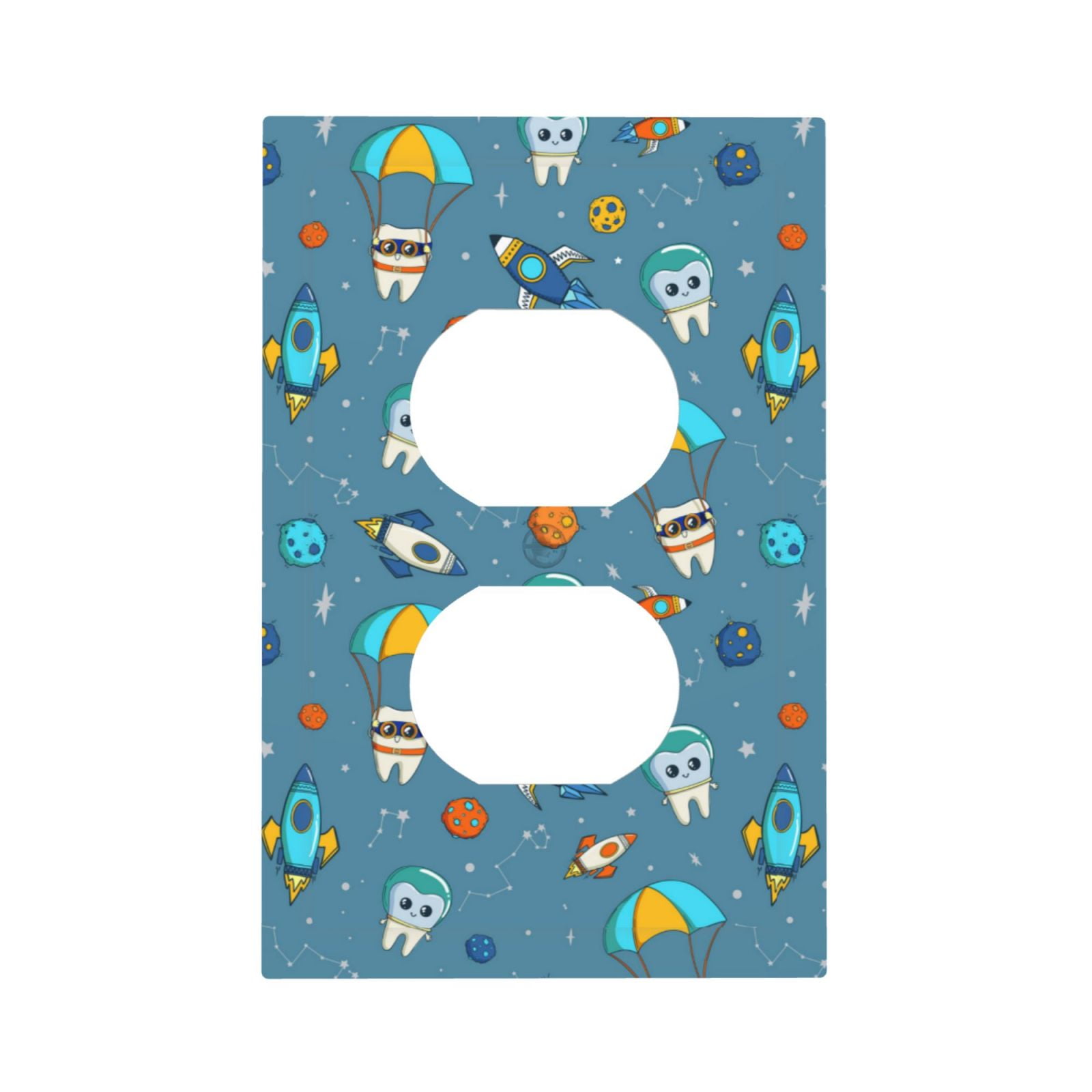 Fotbe Teeth Cosmonaut Print Duplex Receptacle Wall Plate, 1-Gang 5.0 ...