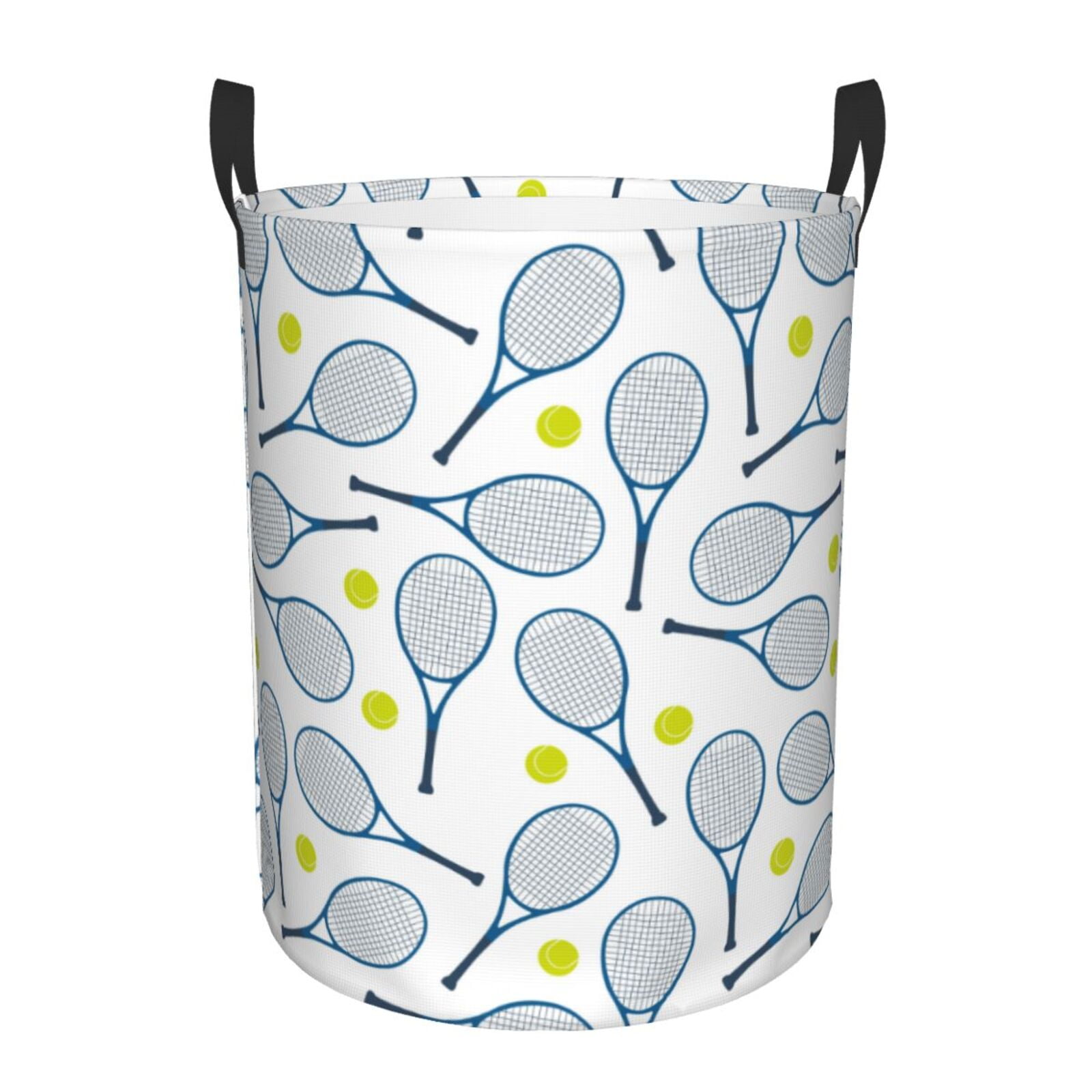 Fotbe Tennis Rackets And Balls Pattern Laundry Basket with Handles ...