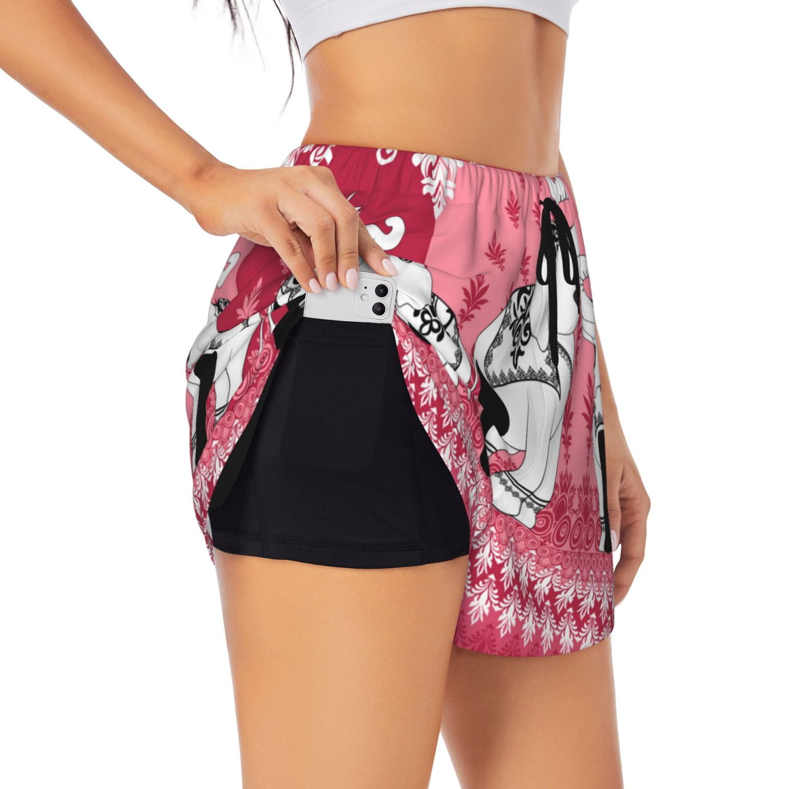 Fotbe Thai elephant Pattern Womens High Waist Running Shorts Athletic Workout Quick Dry Shorts ...