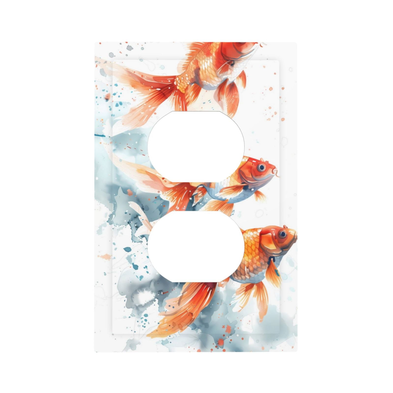 Fotbe Three Goldfish Watercolor Splash Print Duplex Receptacle Wall Plate, 1-Gang 5.0" x3.0 ...