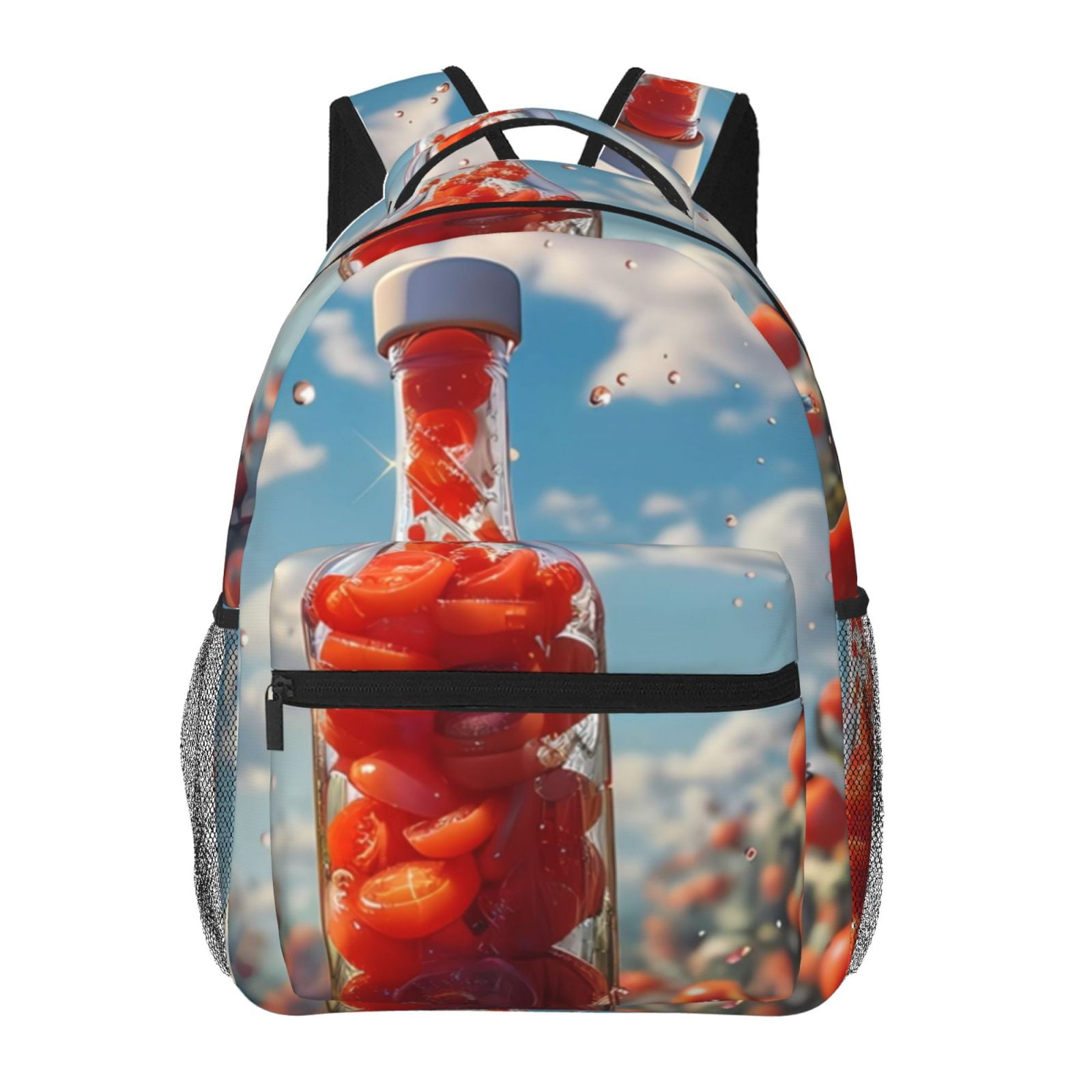 Fotbe Tomato Field Bottle Pattern Casual Backpack for School, Travel ...
