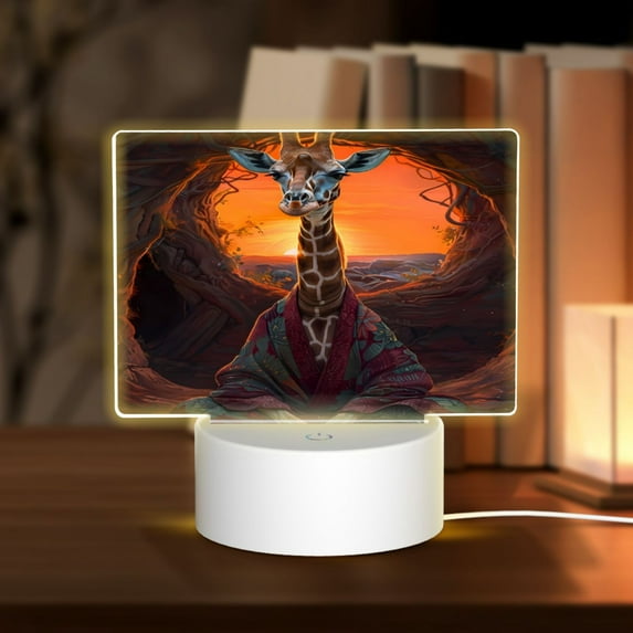 Fotbe Tree Hollow Meditating Giraffe Pattern Acrylic Night Light Gift ...