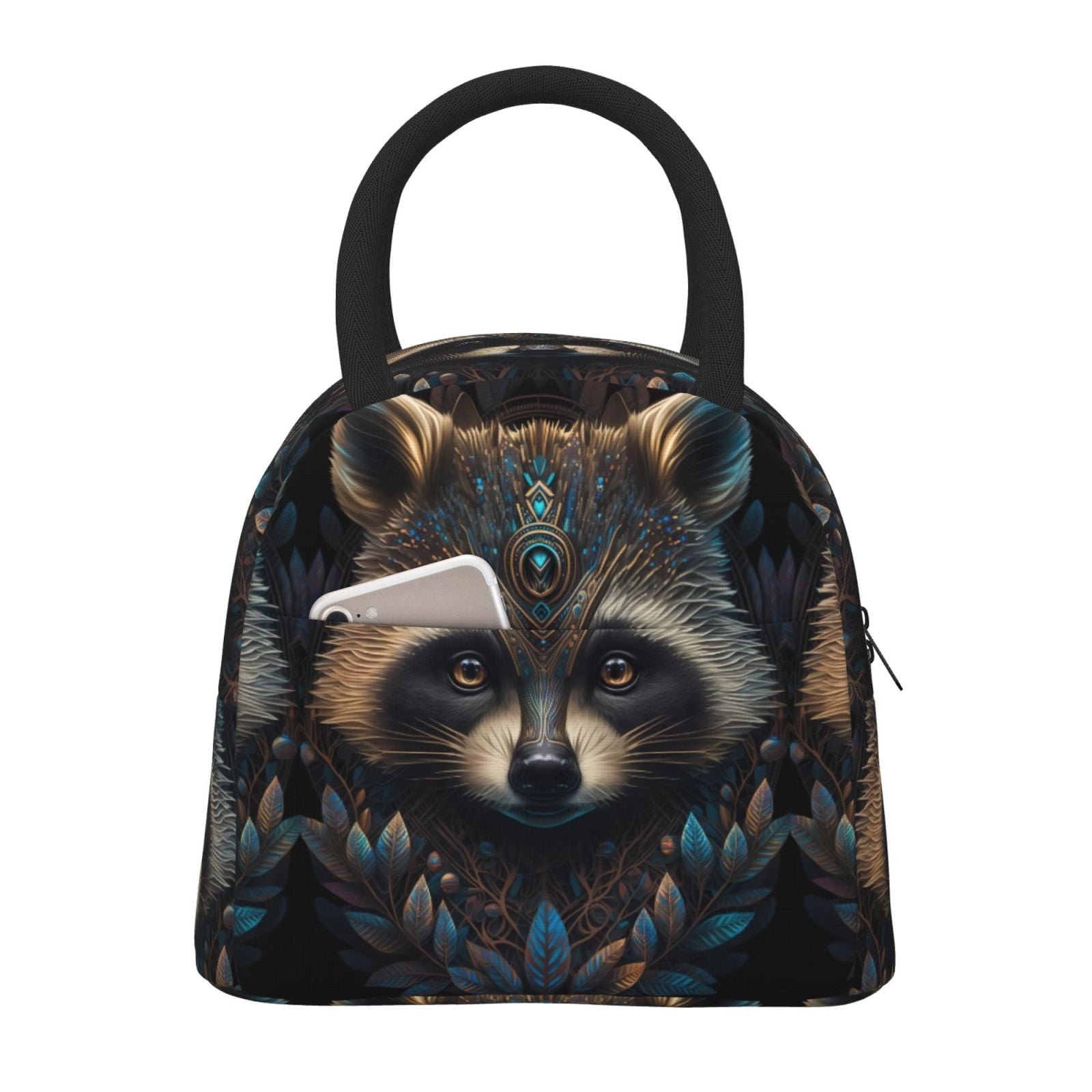 Fotbe Tribal Style Raccoon Pattern Lunch Bag, Insulated Lunch Box ...
