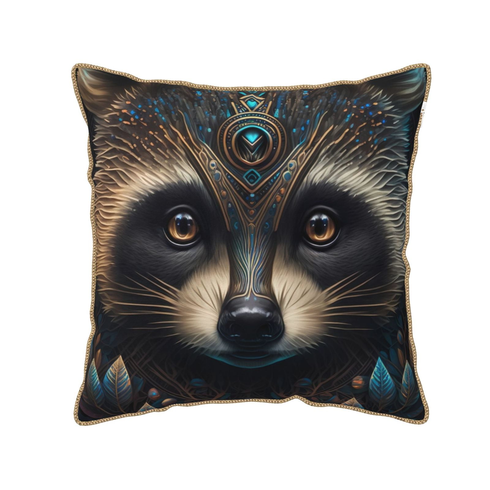 Fotbe Tribal Style Raccoon Pattern Velvet Decorative Throw Pillow ...