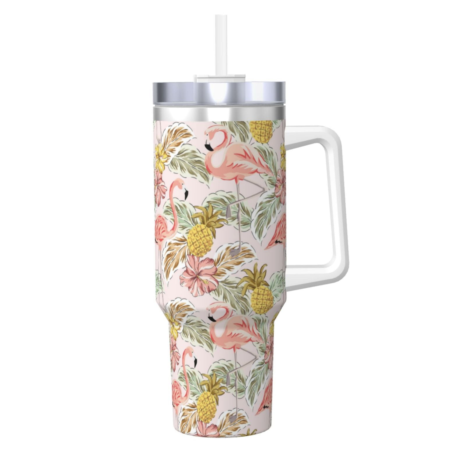 Fotbe Tropical Flamingo Pineapple Pattern 40oz Ice Bully With Handle ...