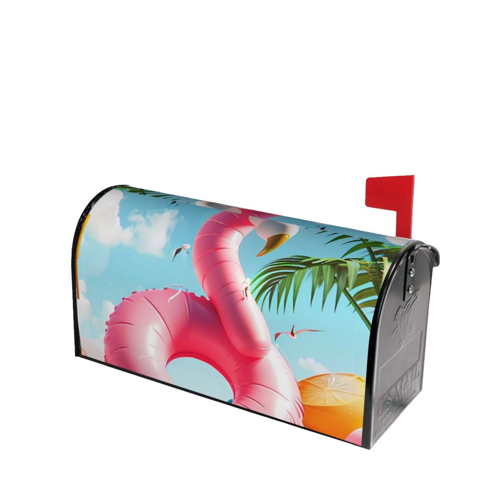 Fotbe Tropical Flamingo Pool Float Mailbox Covers Post Letter Box Cover ...