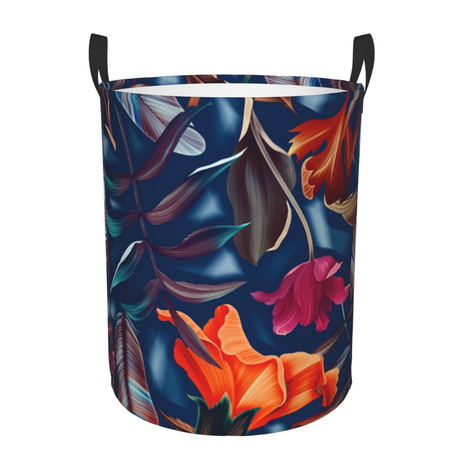 Fotbe Tropical Flower Laundry Basket with Handles, Waterproof Large ...