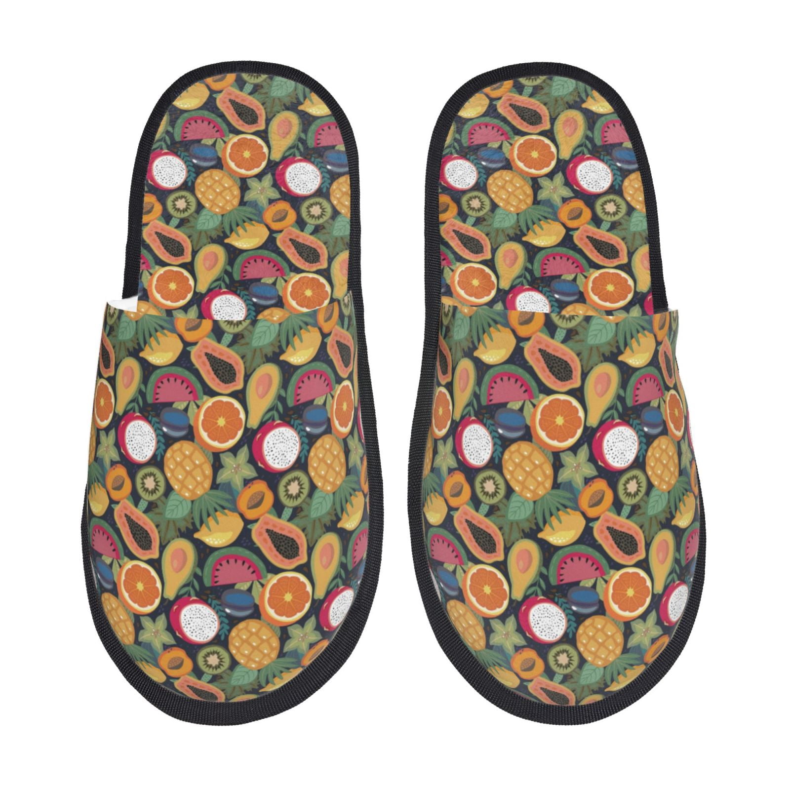 Fotbe Tropical Fruits Pattern Women's Fuzzy Slippers Plush Slippers ...