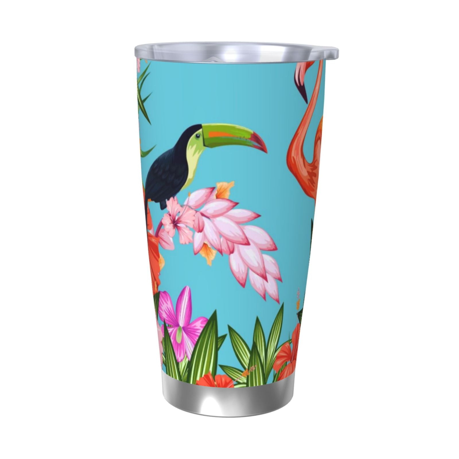 Fotbe Tropical Jungle Flamingo Pattern 20 oz Tumbler Stainless Steel ...