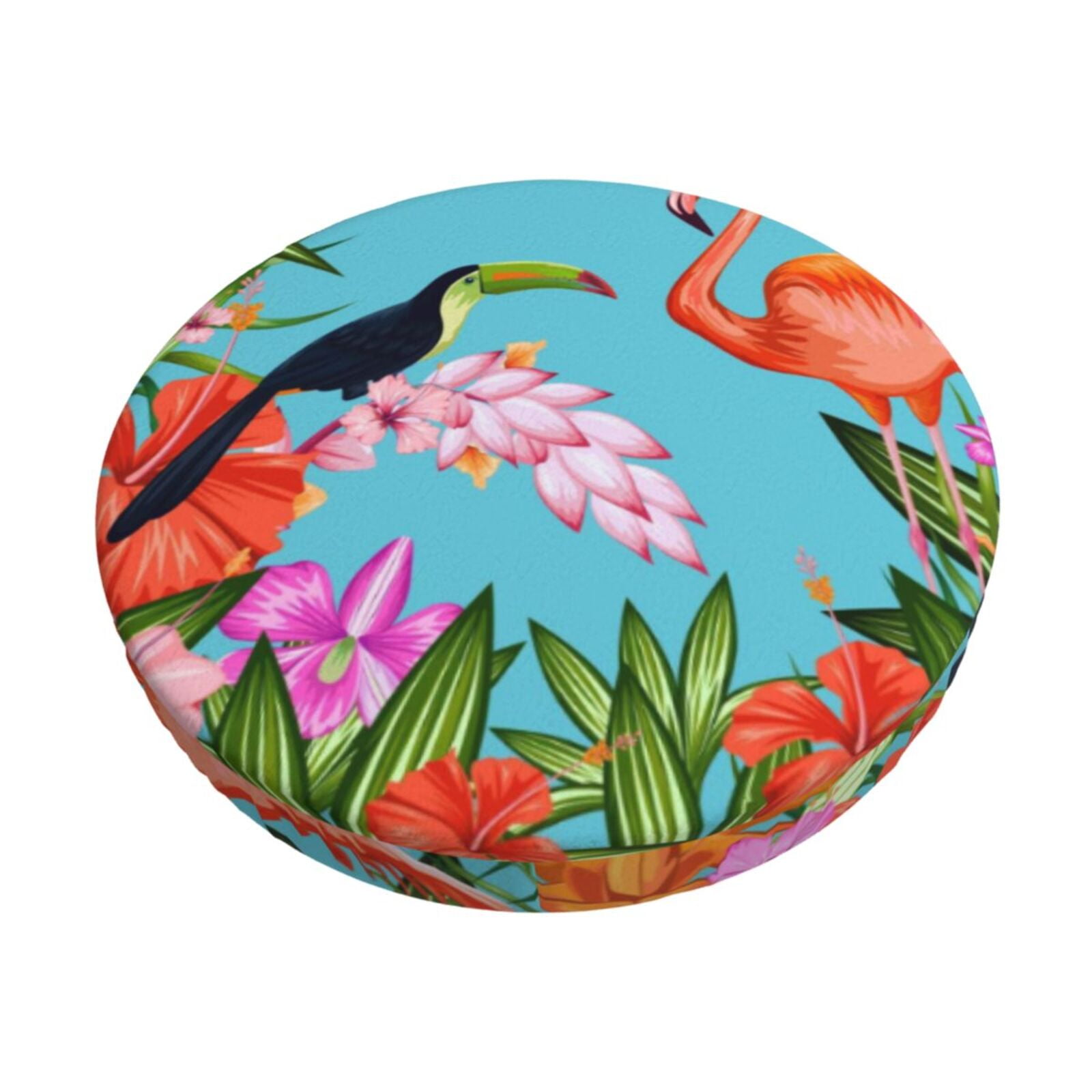 Fotbe Tropical Jungle Flamingo Stool Covers Round,Waterproof Round Bar ...