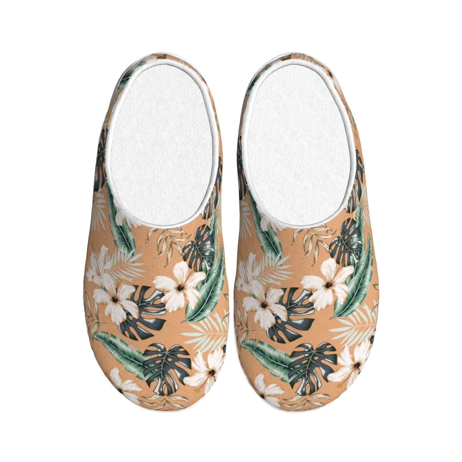 Fotbe Tropical Leaves Flower Pattern Women's Fuzzy Curly Fur Memory ...
