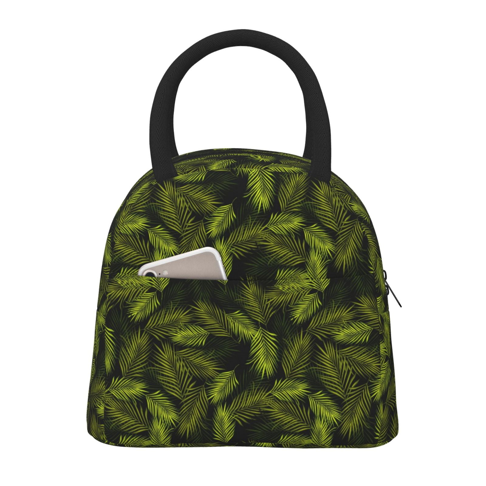 Fotbe Tropical Palm Leaves Fern Leaf Pattern Lunch Bag, Insulated Lunch ...