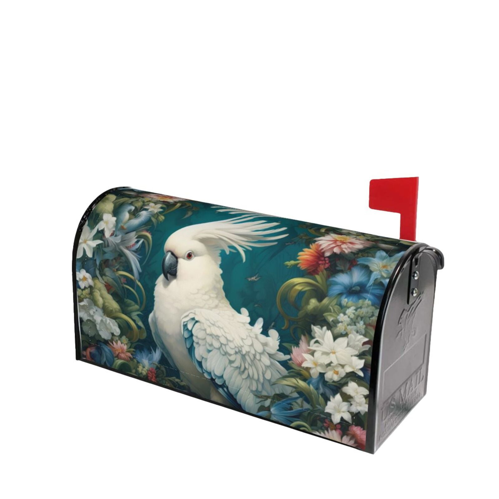 Fotbe Tropical Parrot Floral Artwork Mailbox Covers Post Letter Box ...