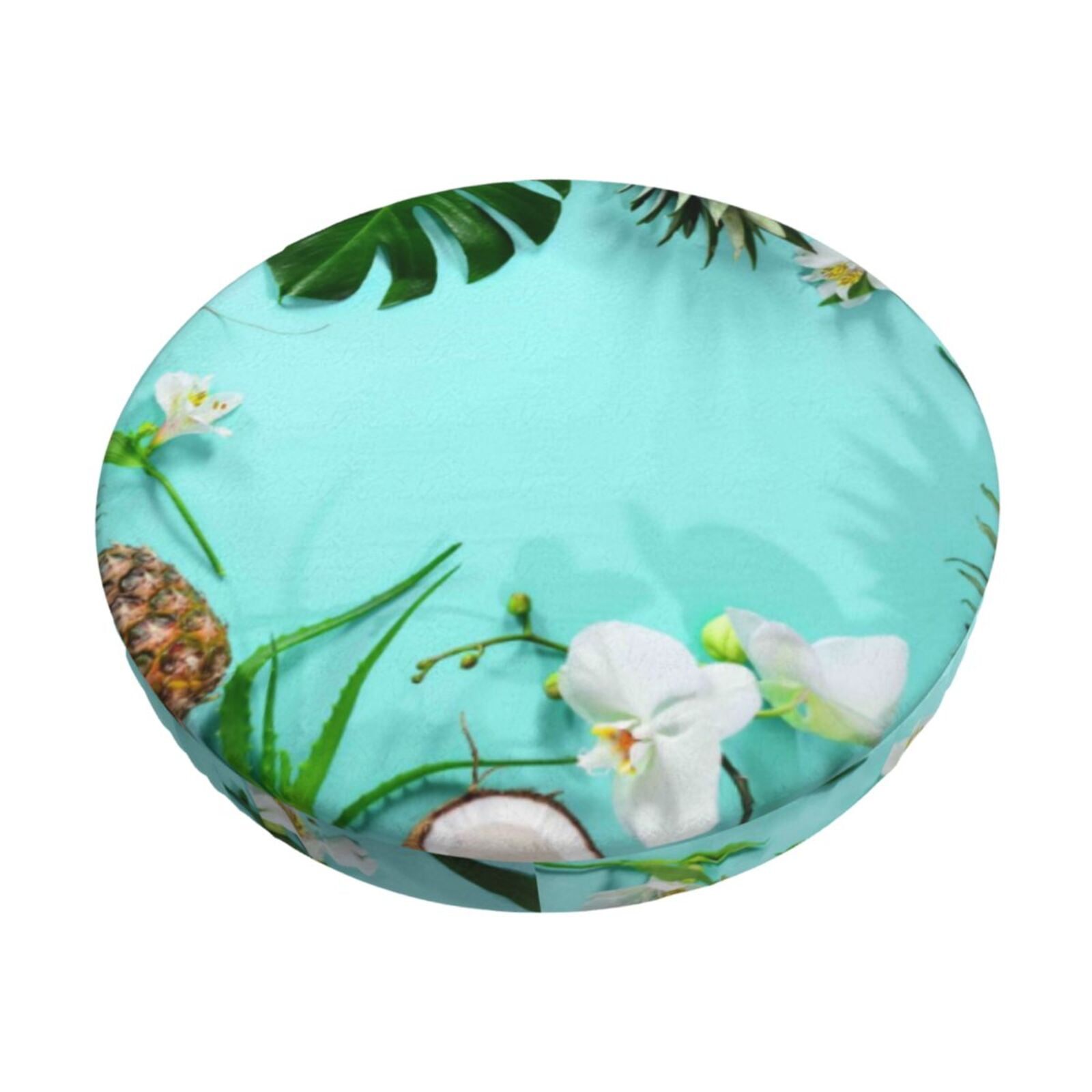 Fotbe Tropical Pineapple Stool Covers Round,Waterproof Round Bar Stool ...