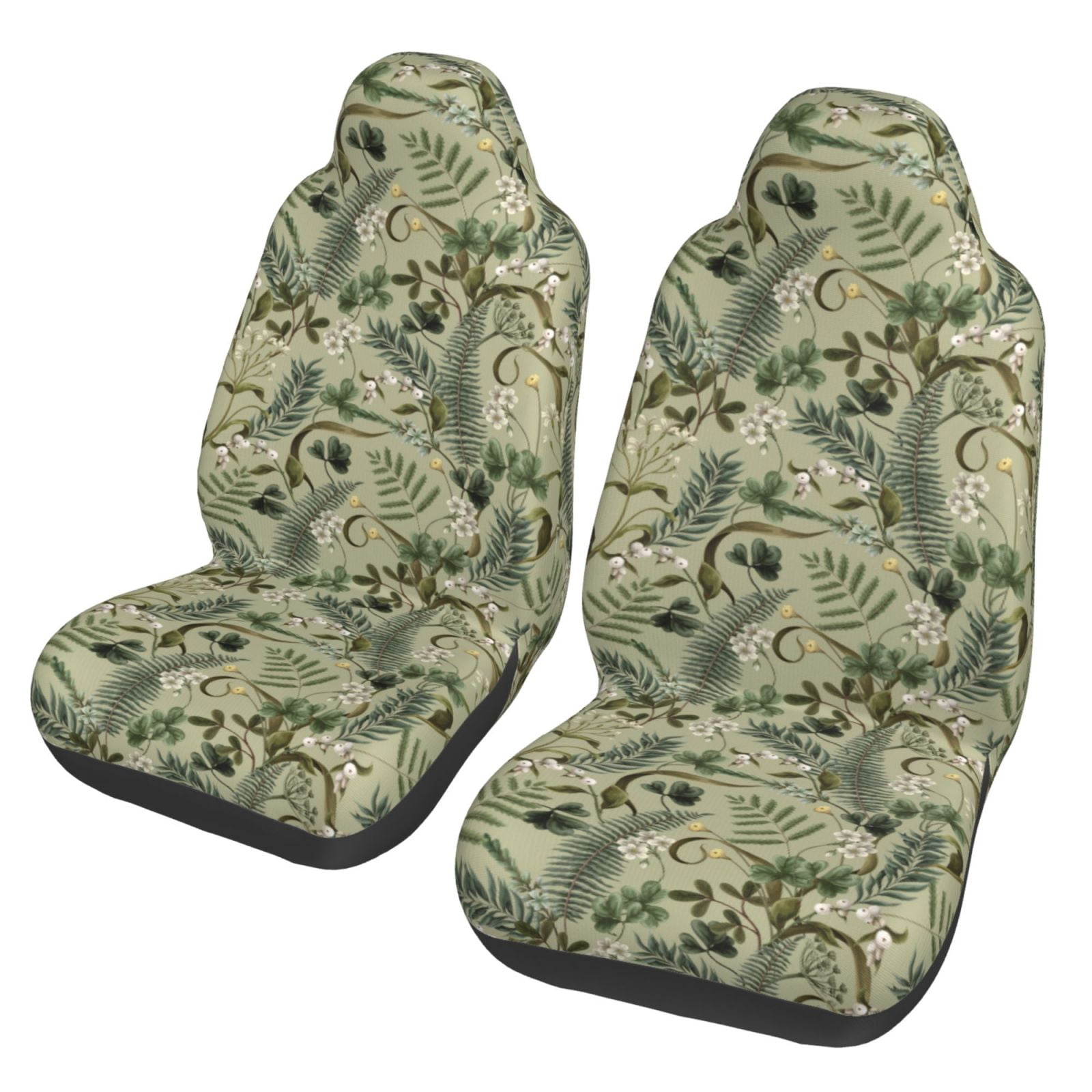 Fotbe Tropical Plants Green Pattern Automotive Seat Covers for Cars ...